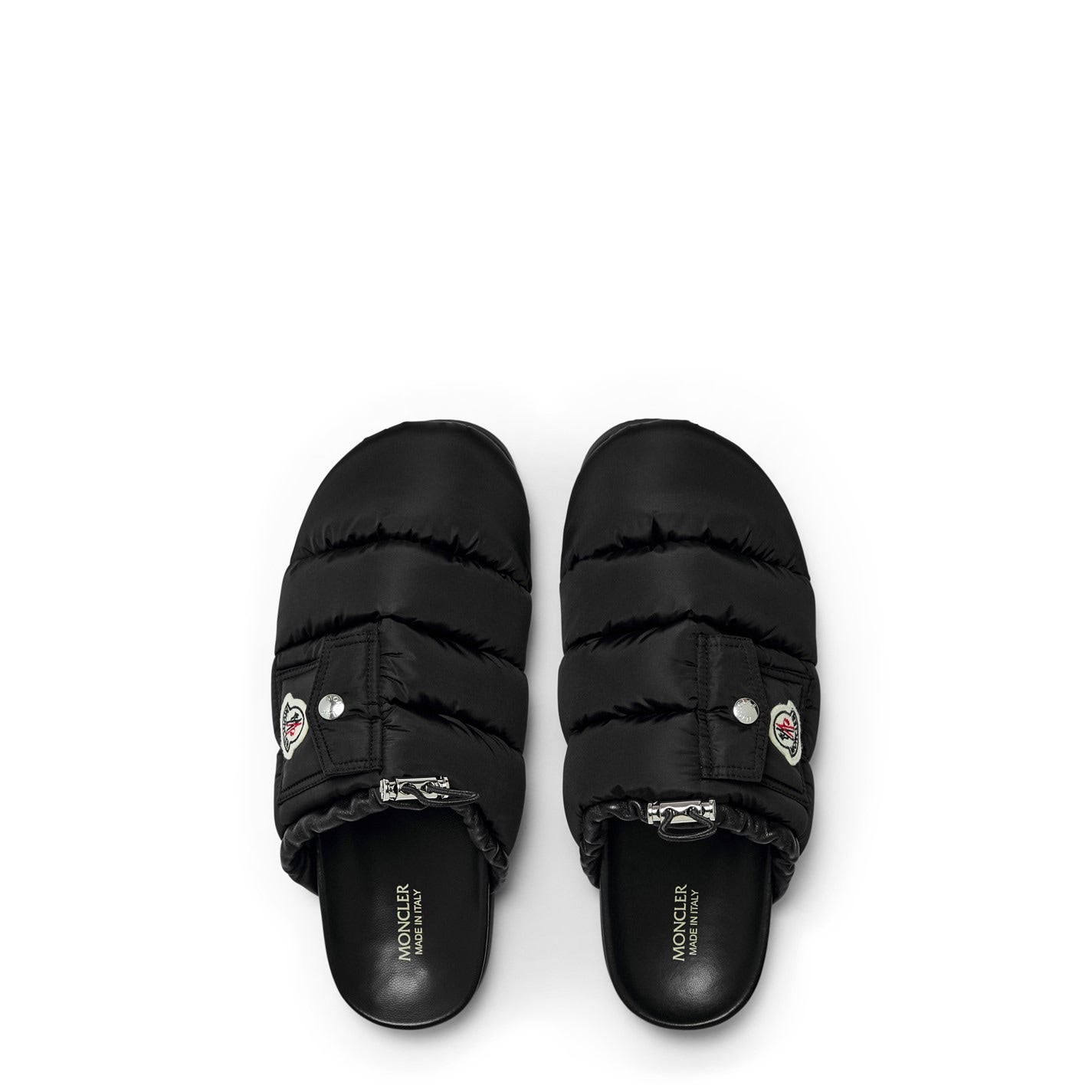 MONCLER | Mon Pocket Padded Leather Mules | Women | Black 999 | Flannels