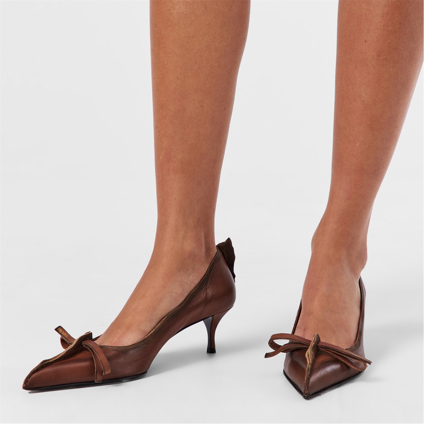 PRADA | Women's Bow Pointed Toe Stiletto Court Shoes | Women | Cacao ...