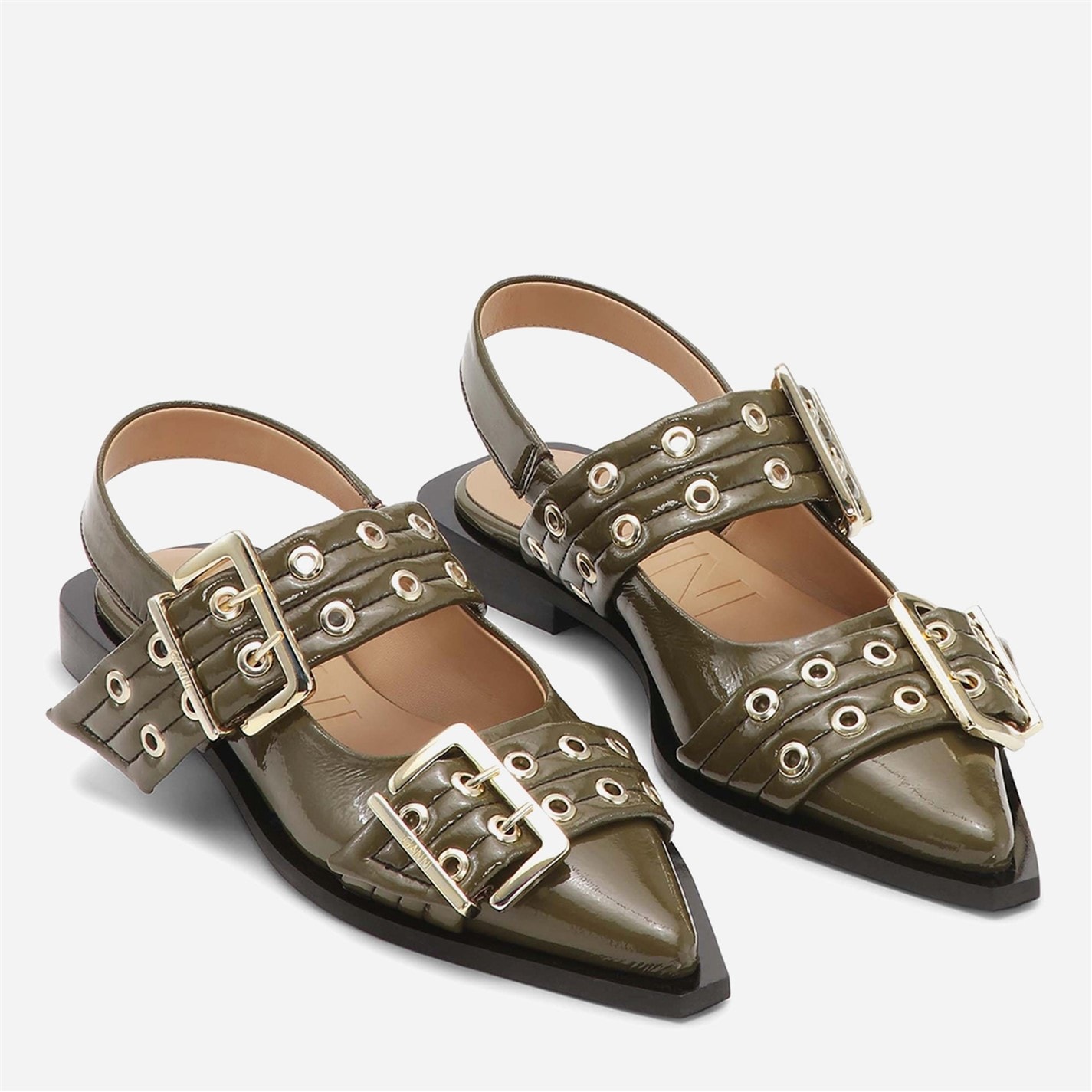 GANNI | Women's Ballet Pumps | Women | Military Olive | Flannels