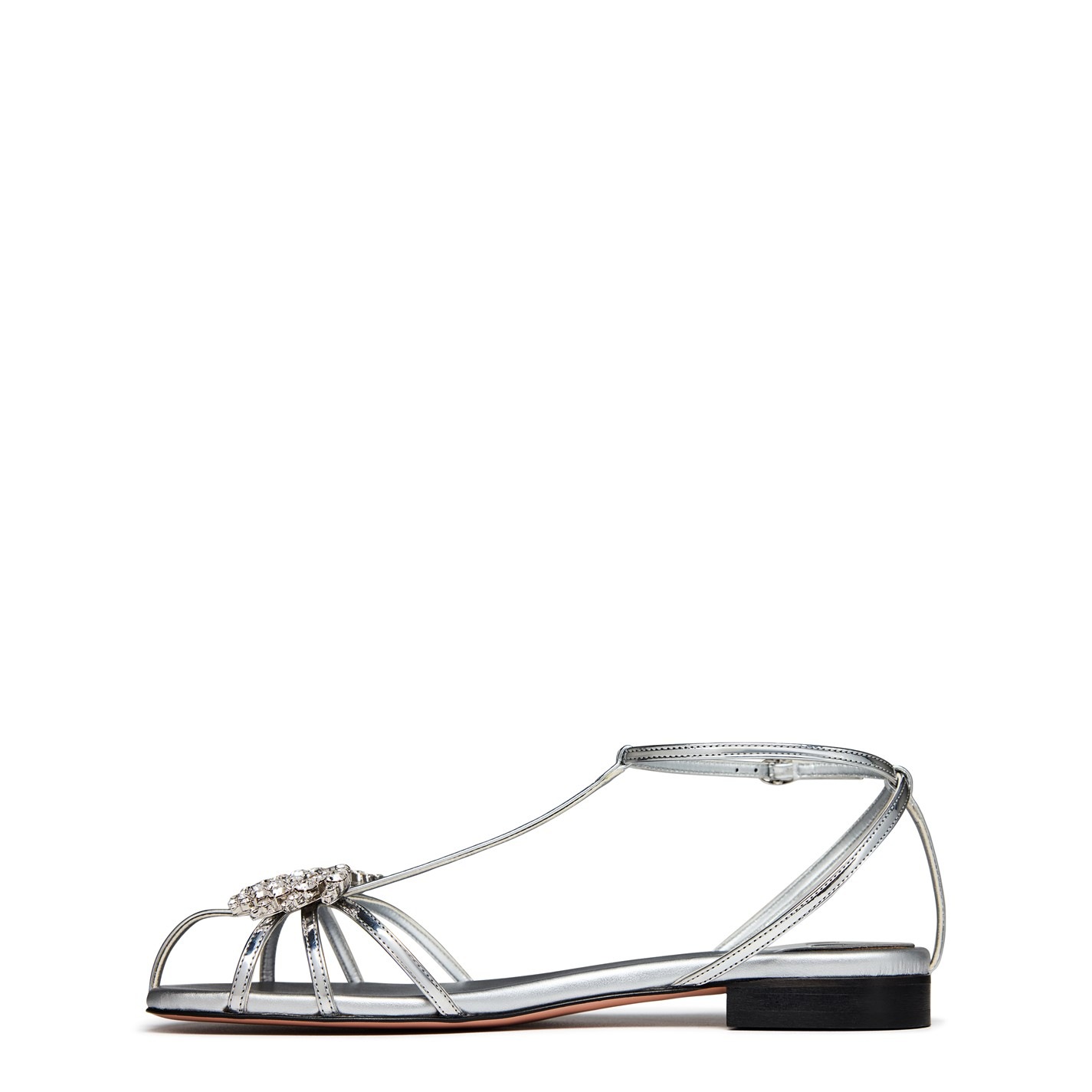PIFERI | Women's Maggio Crystal Flat Sandals | Women | Silver/ Crystal ...