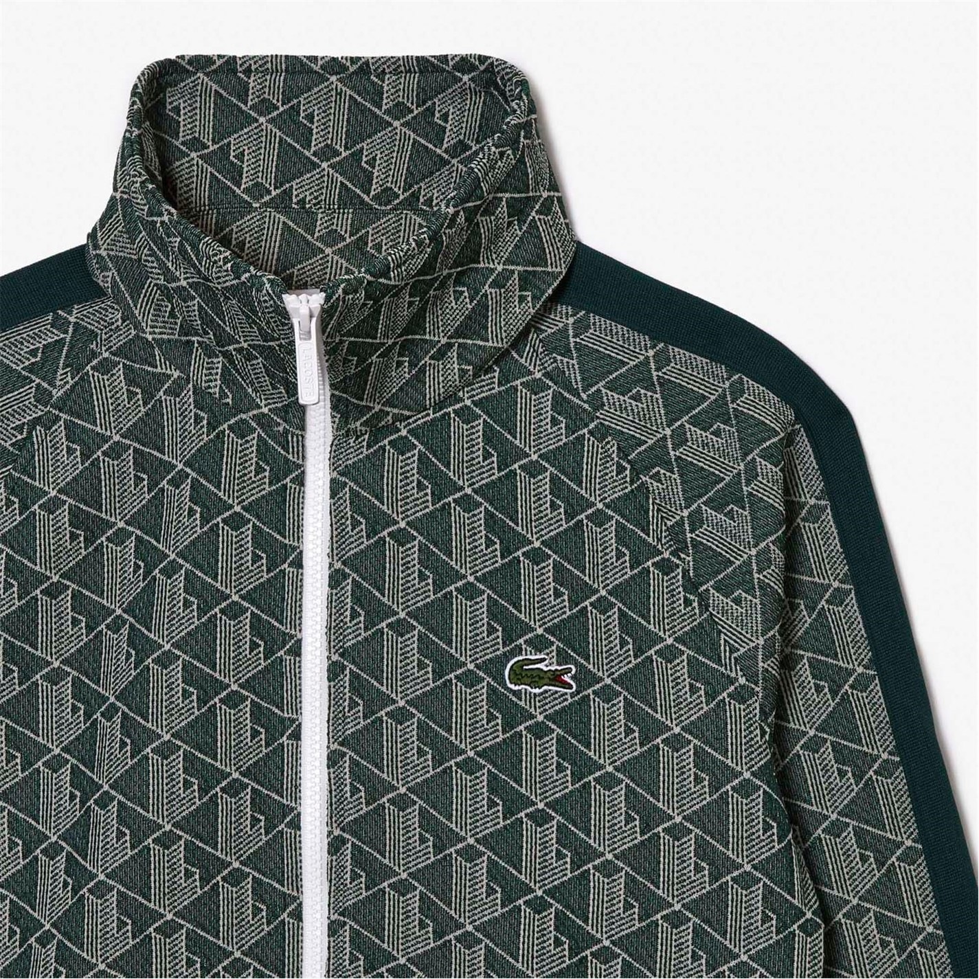 Lacoste | Regular Fit Monogram Print Zip Sweatshirt | Women | Green ...