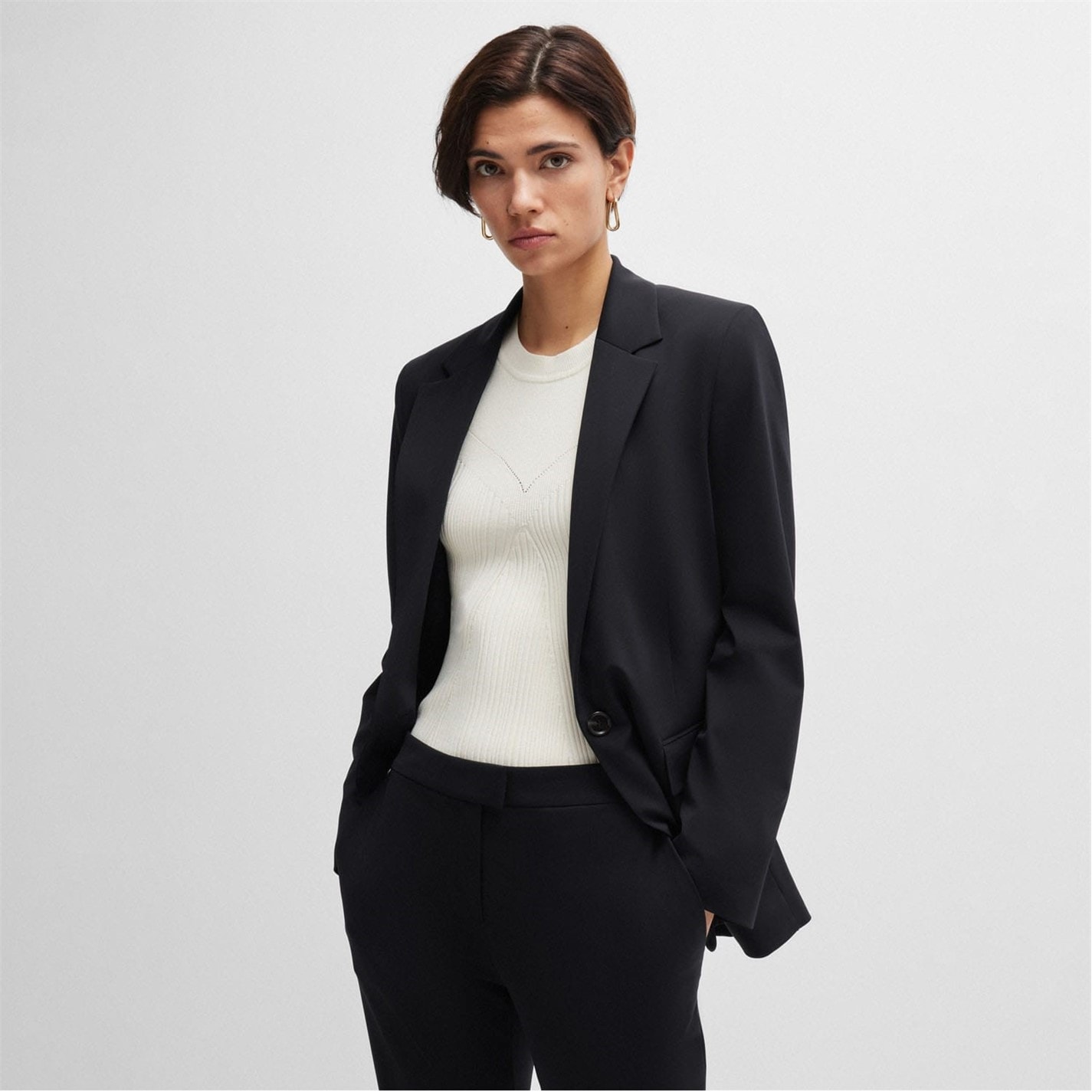 Boss | Jupa Relaxed-Fit Jacket | Women | Black | Flannels