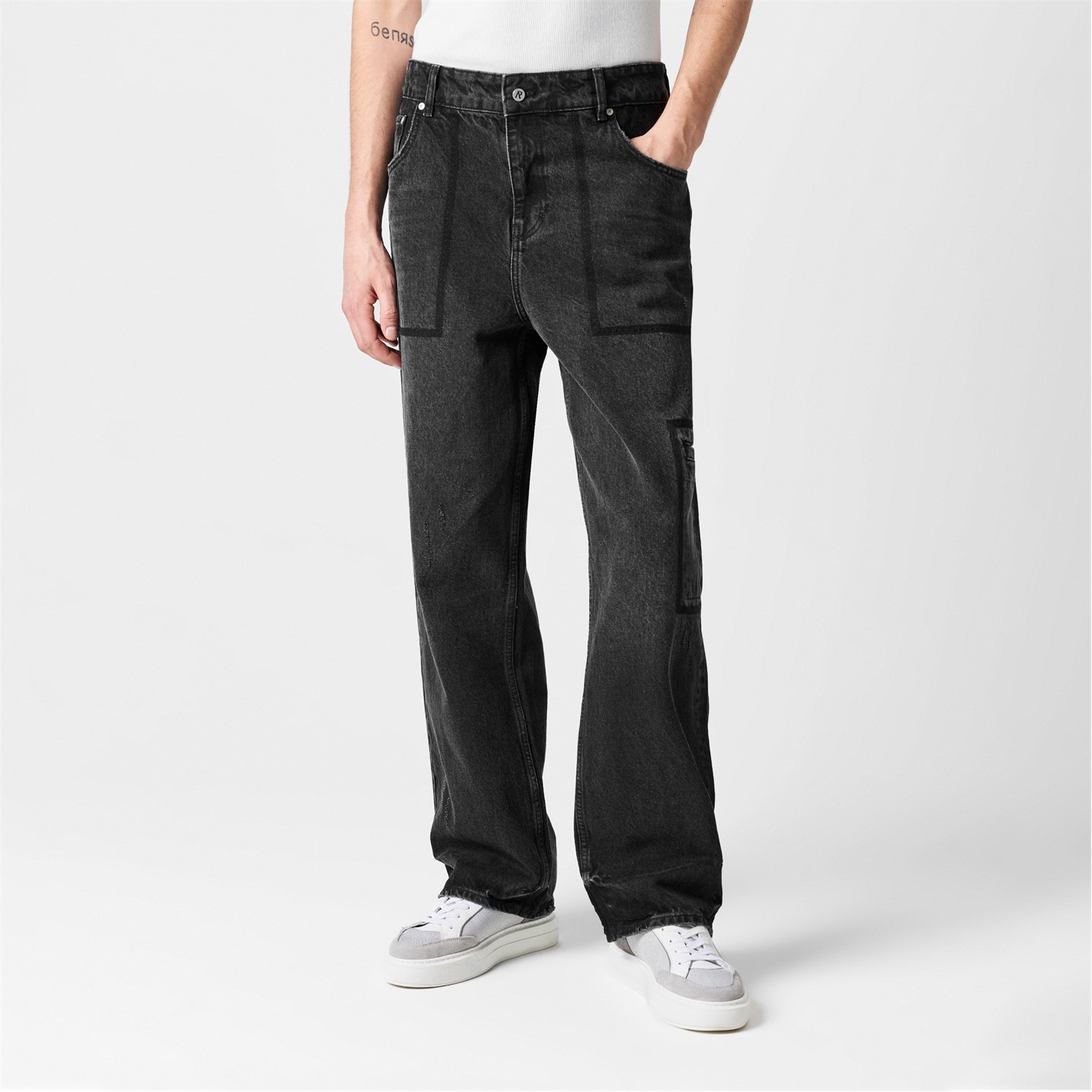 REPRESENT | Men's Drive Denim Wide Leg Jeans | Men | Jet Black | Flannels
