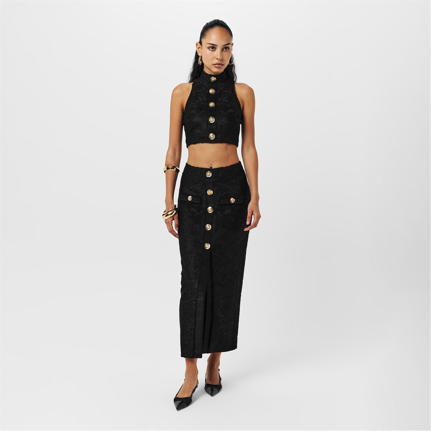 BALMAIN | Women's Structured Tailored Midi Skirt | Women | Noir | Flannels