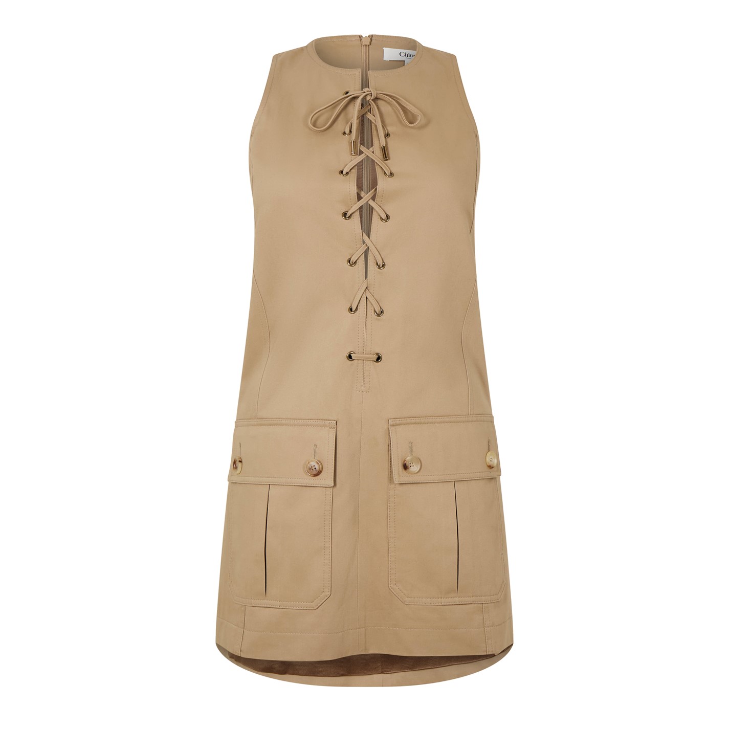 CHLOE | Lace-Up Mini Dress | Women | Argil Brown | Flannels
