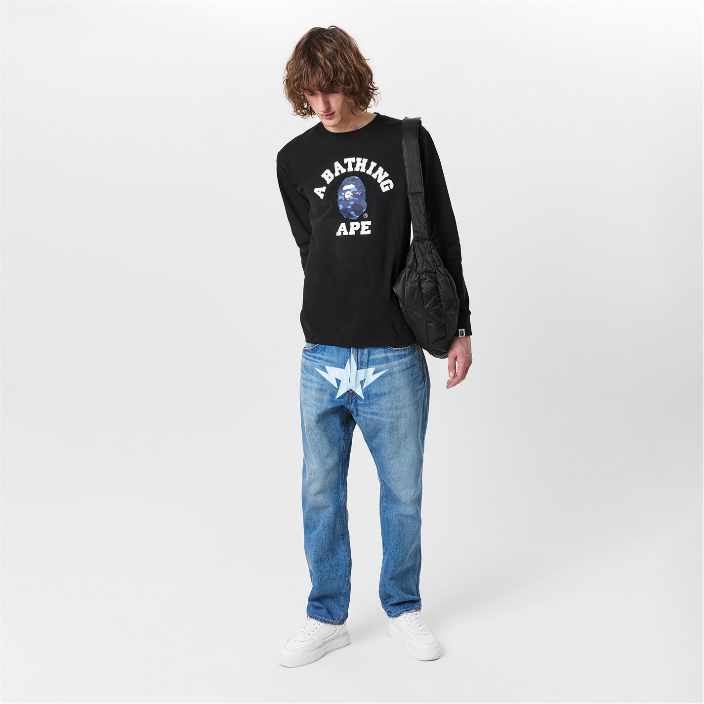 A BATHING APE | Men's Denim Wide Leg Jeans | Men | Light Indigo | Flannels