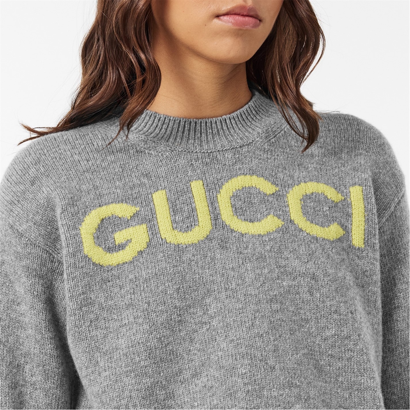 GUCCI | Women's Logo Knit Crew Neck Jumper | Women | Taupe | Flannels
