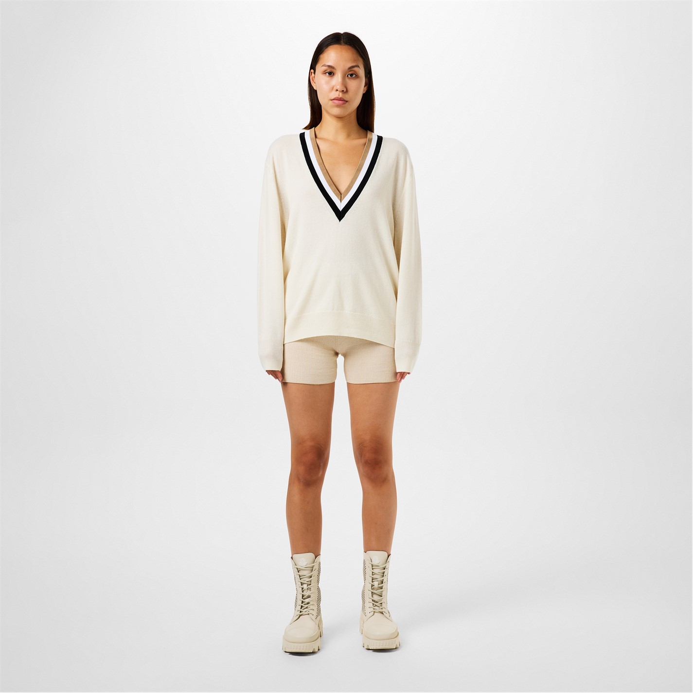 Boss | Women's Felipina Knitted Jumper, V-neckline, Stripes | Women ...