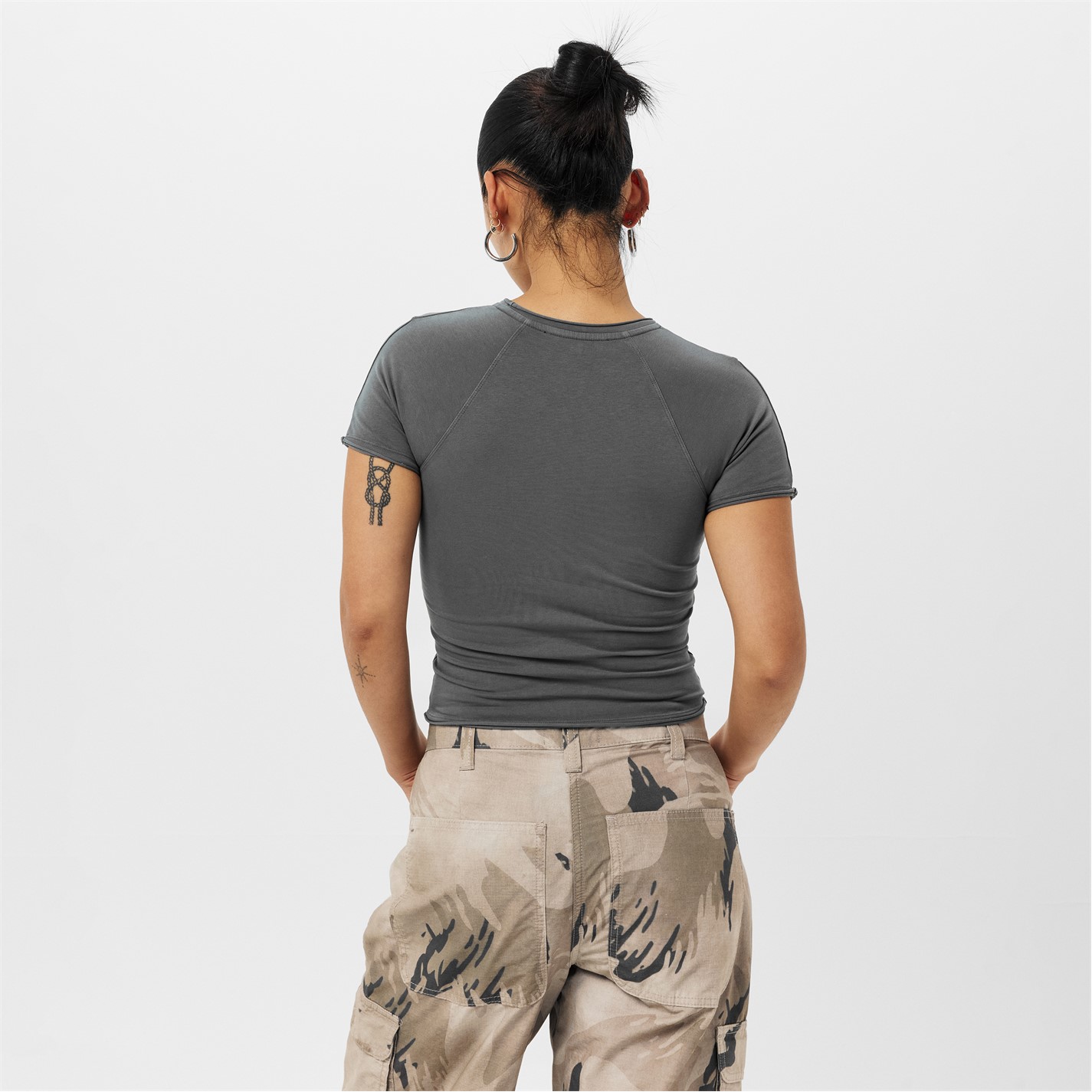 REPRESENT | Women's Cropped Fitted Baby Tee | Women | Grey | Flannels