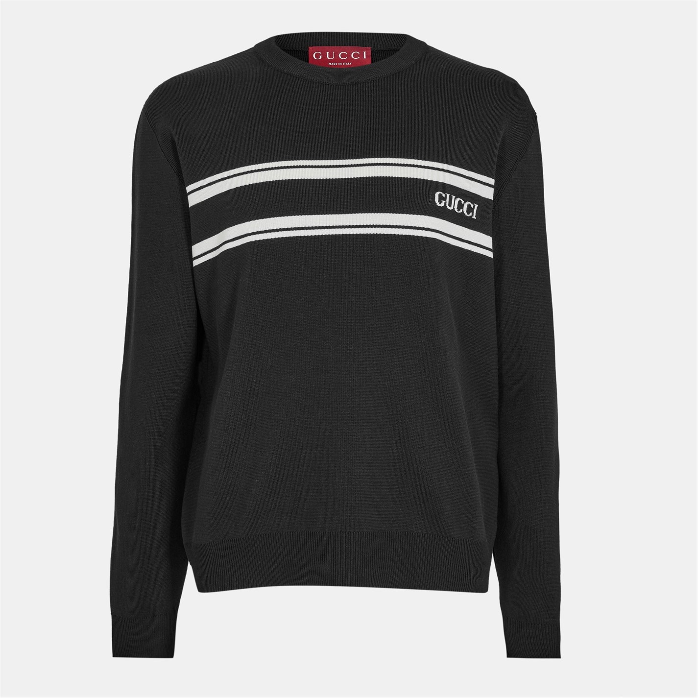 GUCCI | Men's Wool-Mix Crew Neck Jumper | Men | Black/White | Flannels