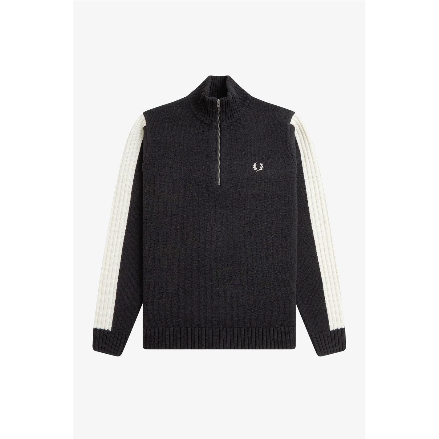 Fred Perry | Men's Knitted Half Zip Crew Neck Jumper | Men | Black 102 ...