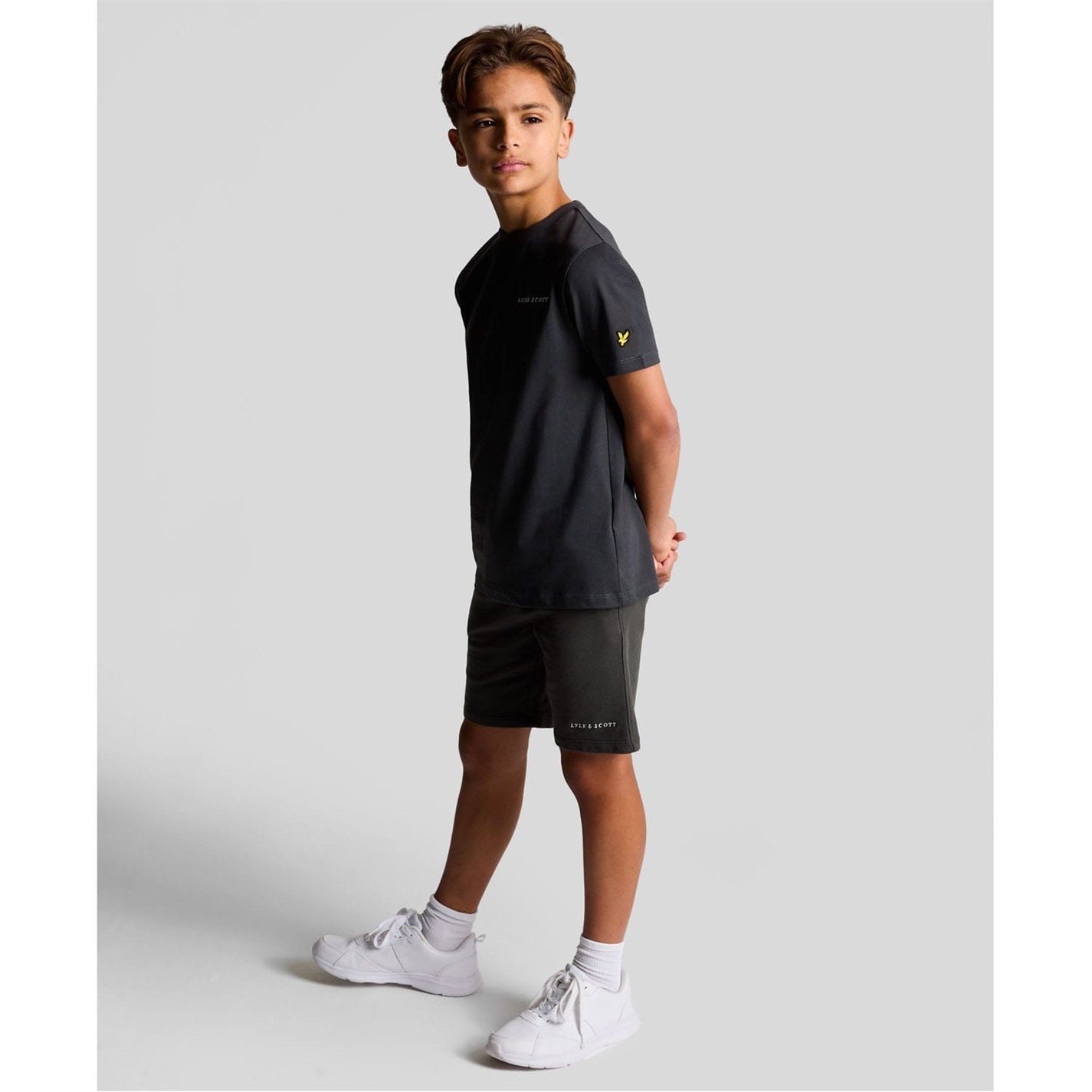Lyle and Scott | Script Embroidered Sweat Shorts | Kids | Gunmetal ...