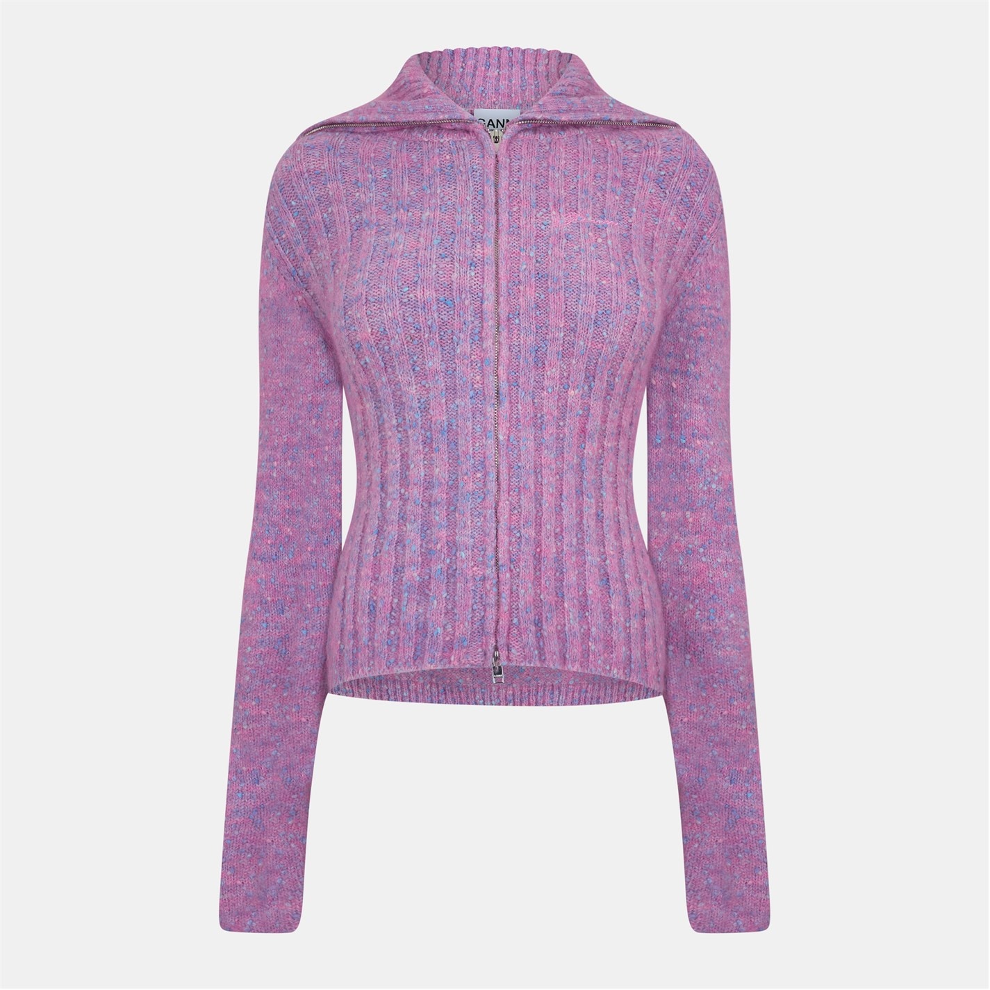 GANNI | Women's High Neck Cardigan | Women | Rose Violet | Flannels