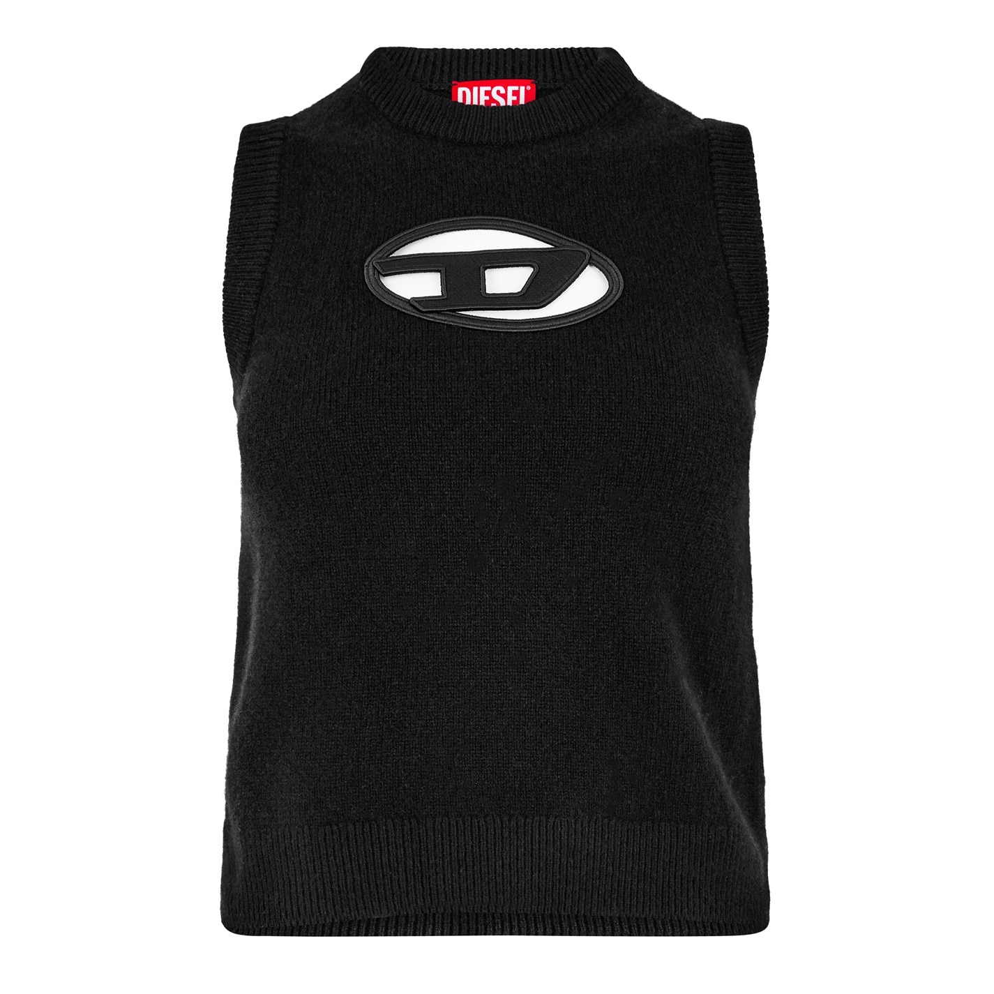 DIESEL | Oval D Logo Knit Vest | Women | Black | Flannels