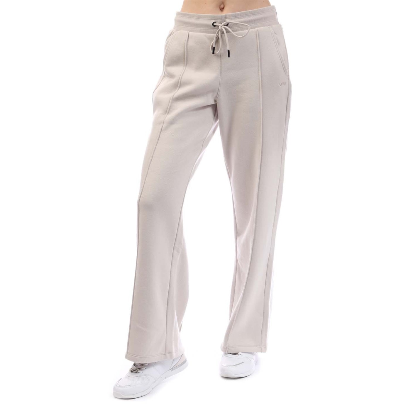 DKNY | Embellished Logo Print Leg Pant | Women | Beige | Flannels