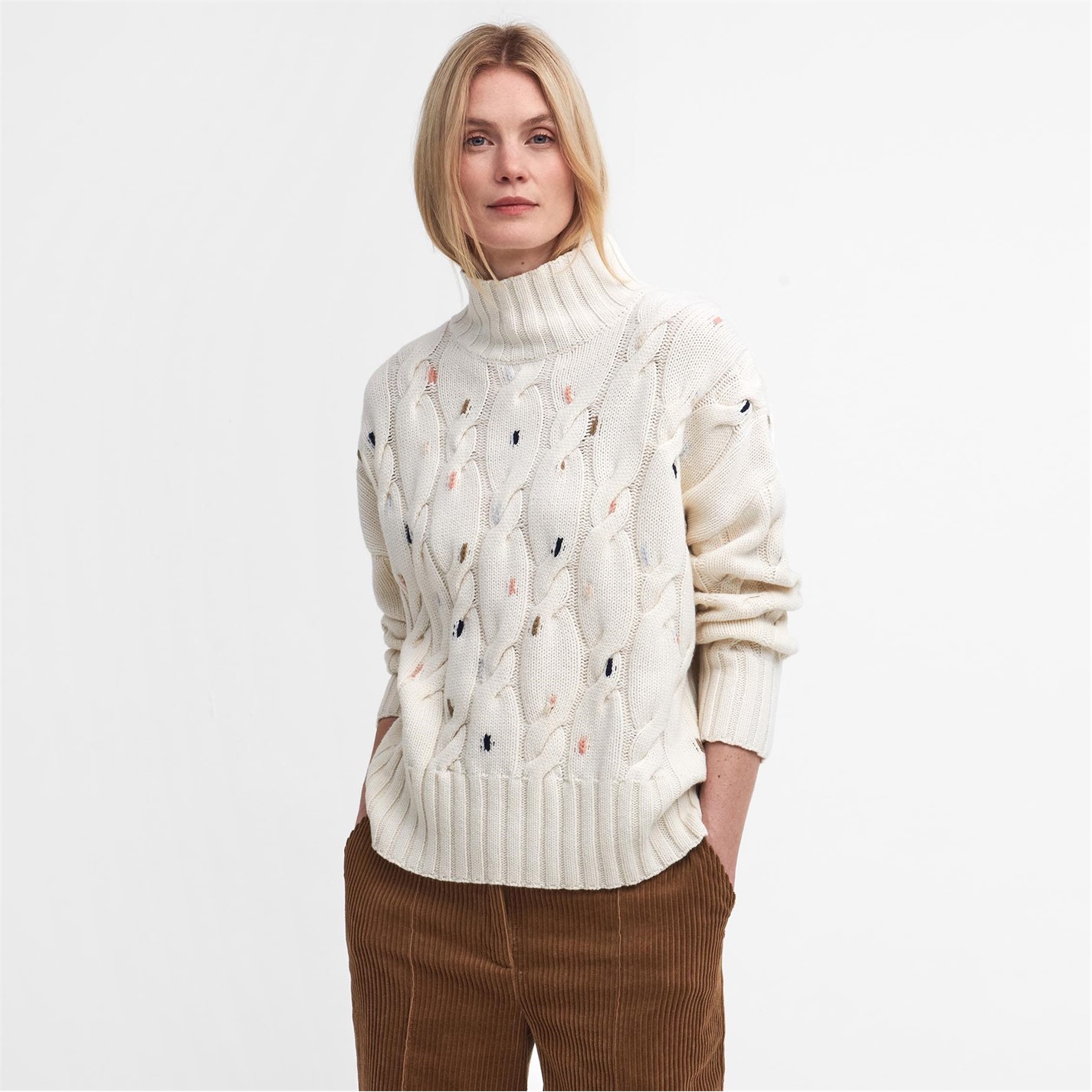 Barbour | Fleur Cable-Knit Jumper | Women | Ecru | Flannels