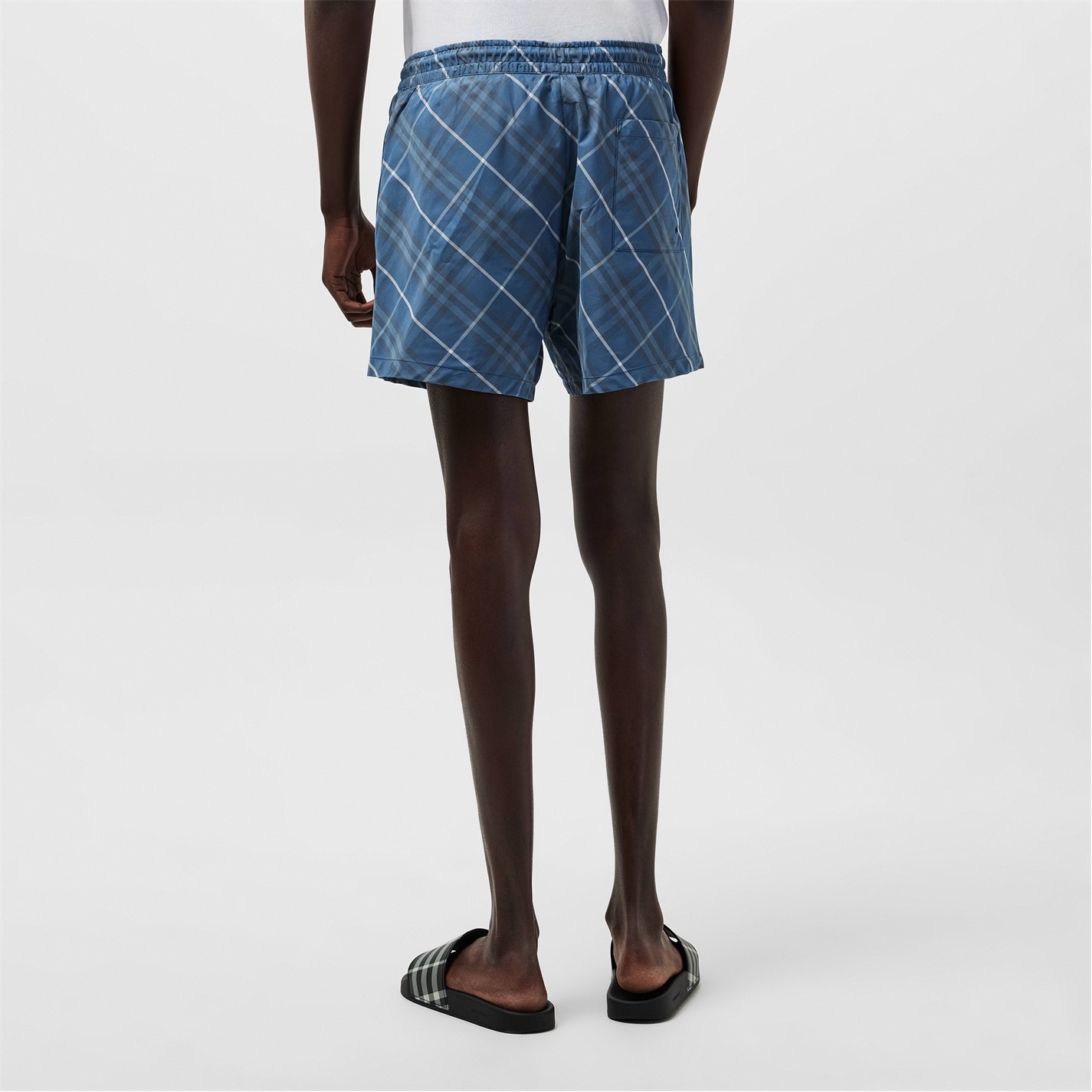 BURBERRY | Men's Check Swim Shorts | Men | Pewter | Flannels