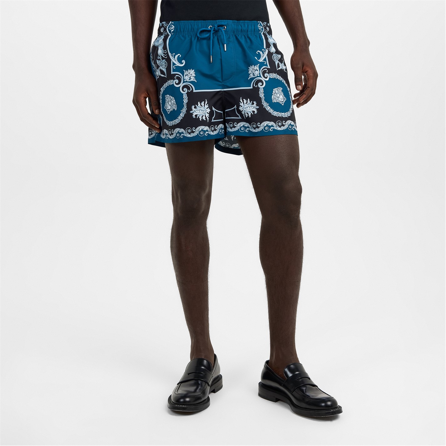 VERSACE | Men's BaroqSwShort Swim Shorts | Men | Black/Petrol | Flannels
