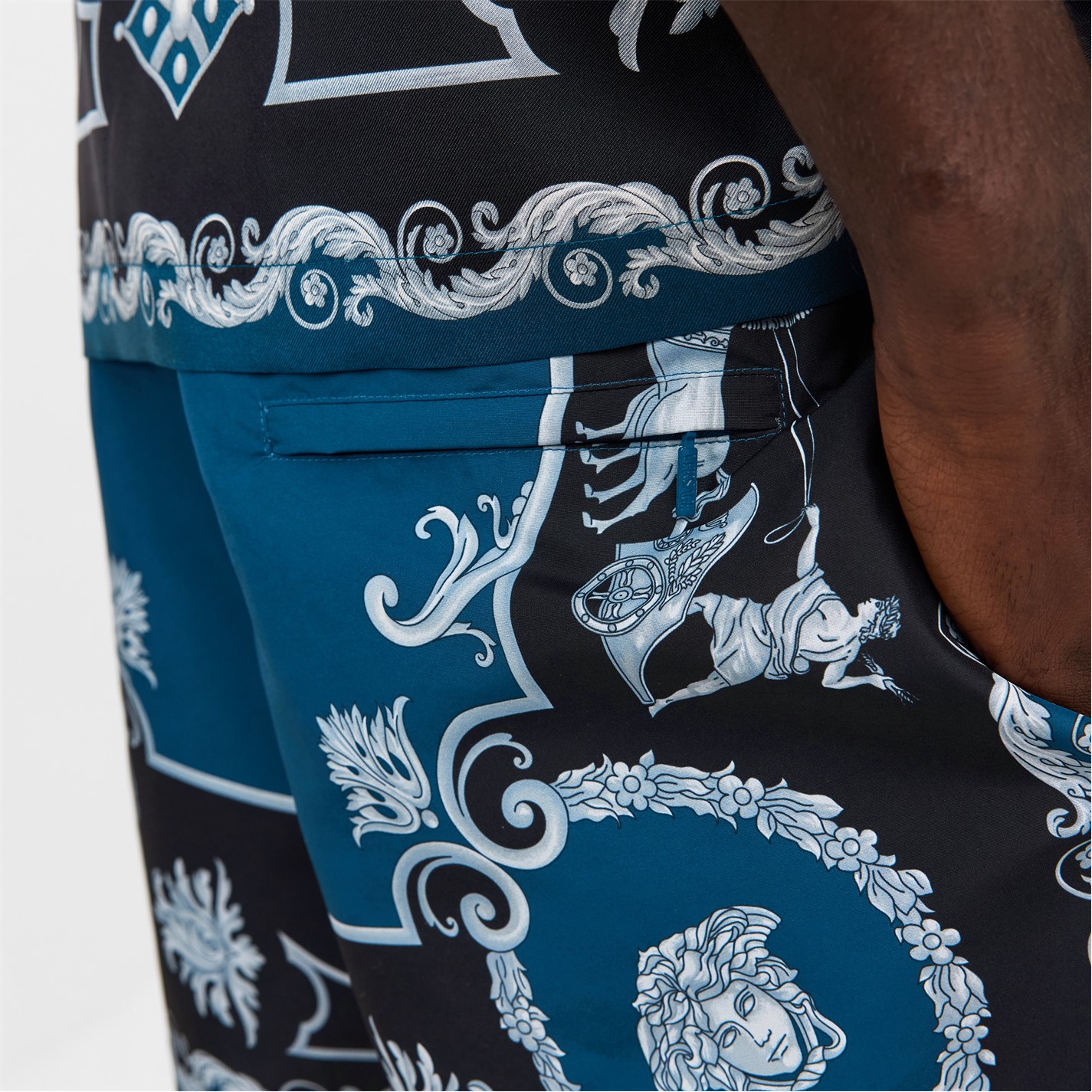 VERSACE | Men's BaroqSwShort Swim Shorts | Men | Black/Petrol | Flannels