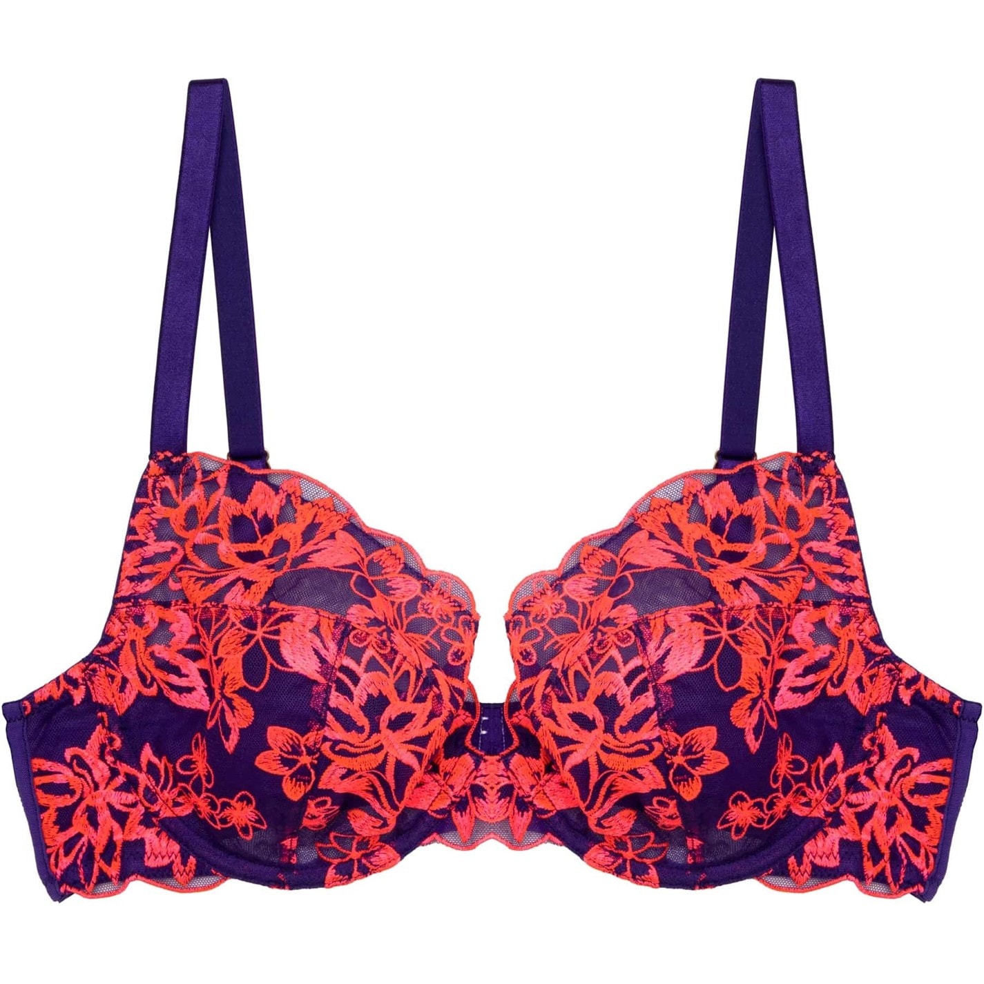 Playful Promises | Ada Blossom PUrple & Neon Plunge Bra | Women ...