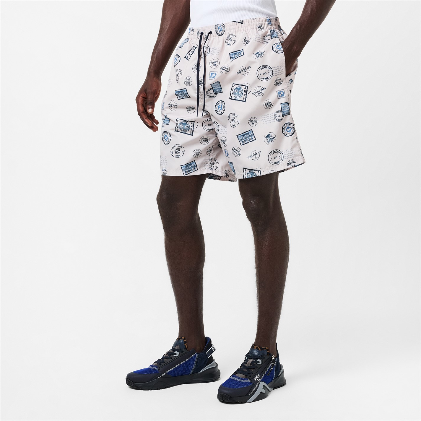 FENDI | Men's Postcard Woven Tracksuit Shorts | Men | Cream | Flannels