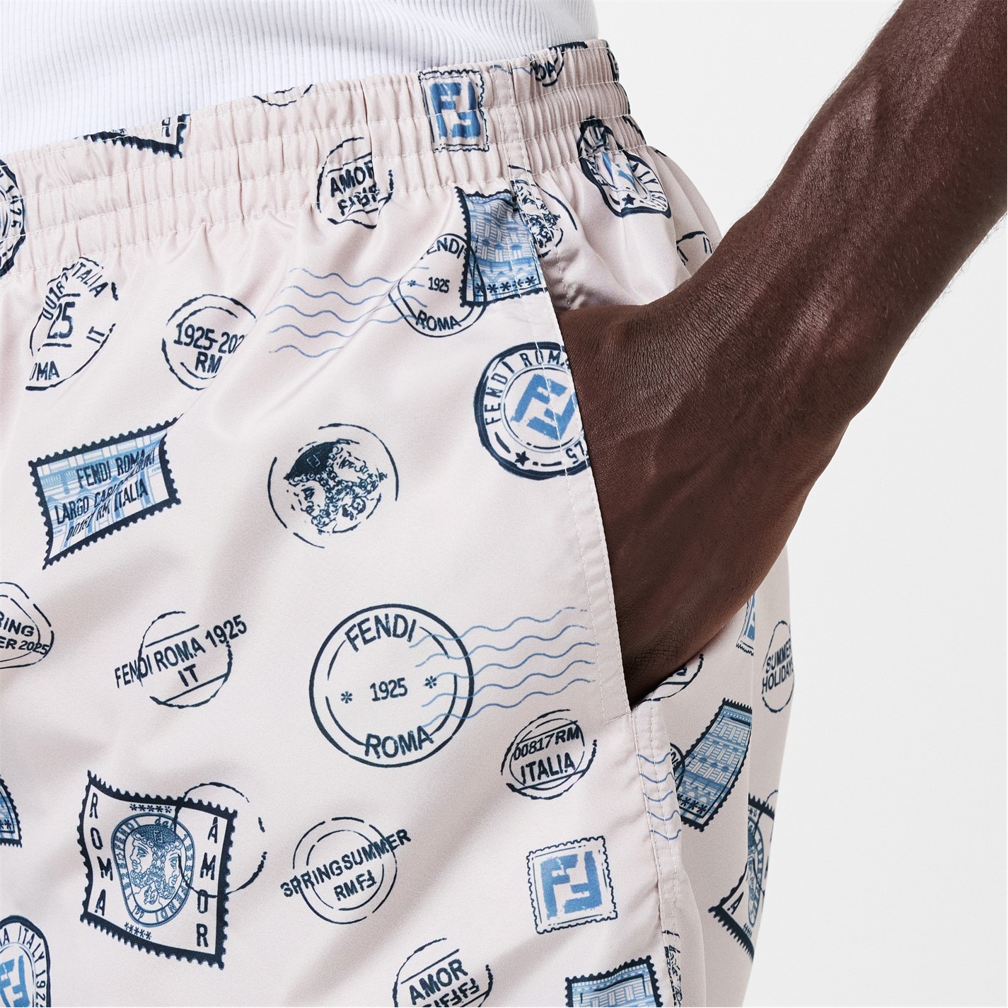FENDI | Men's Postcard Woven Tracksuit Shorts | Men | Cream | Flannels
