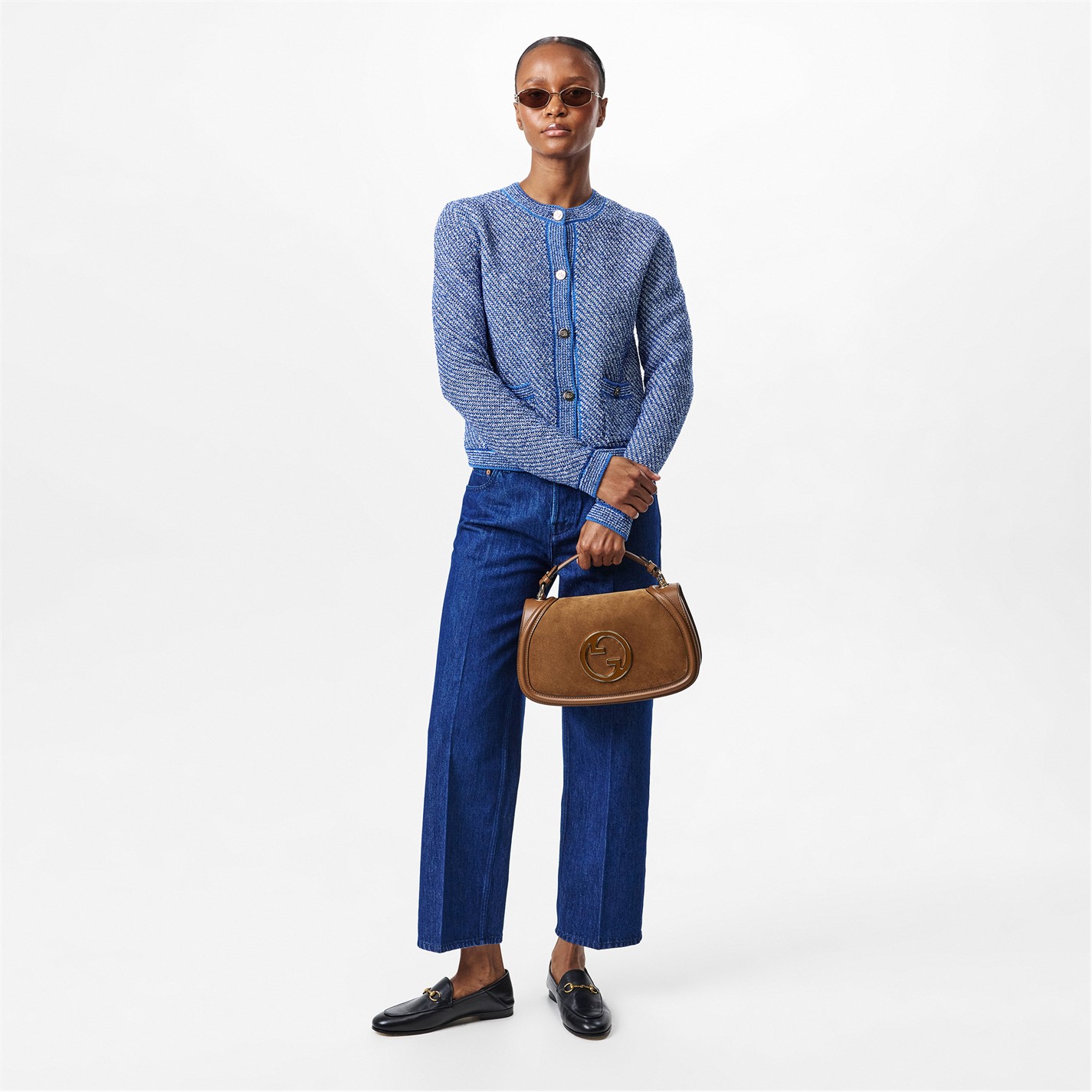 GUCCI | Cotton Crewneck Cardigan | Women | Light Denim | Flannels