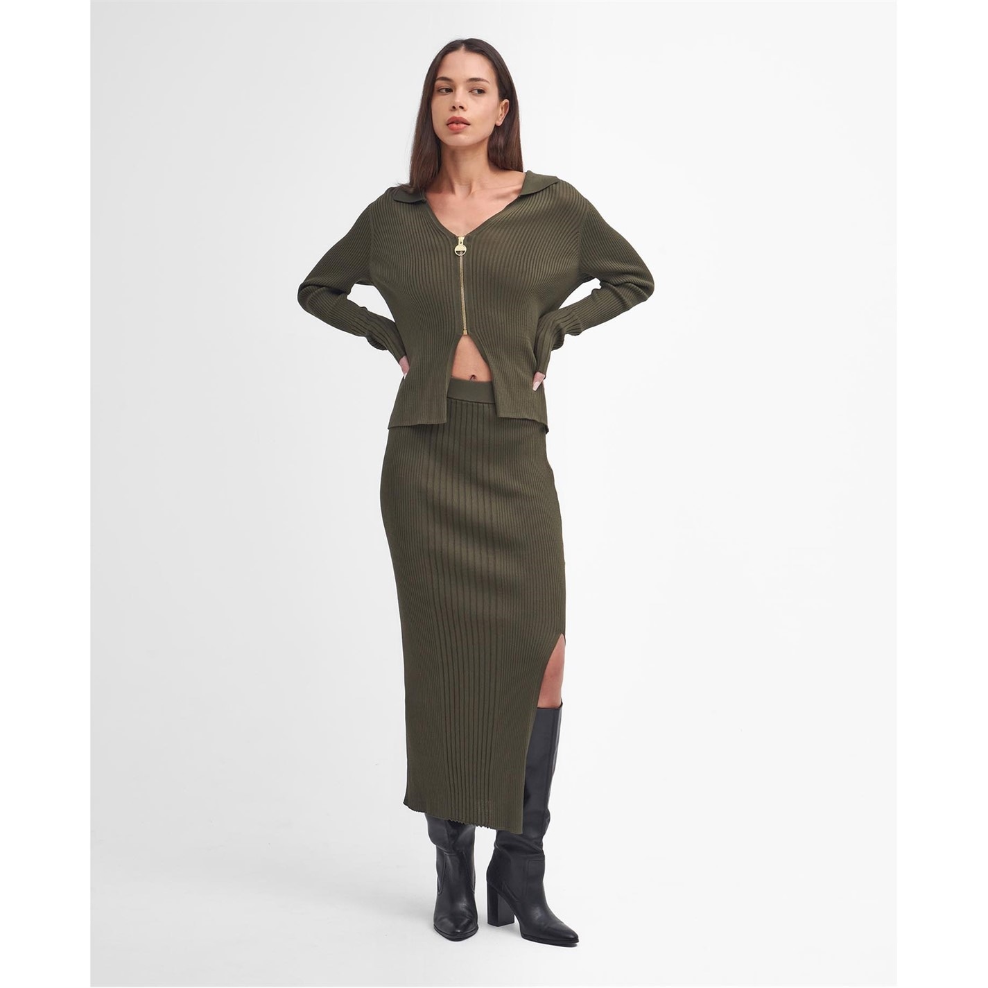 Barbour International | Mondale Zip-Up Cardigan | Women | Empire Green ...