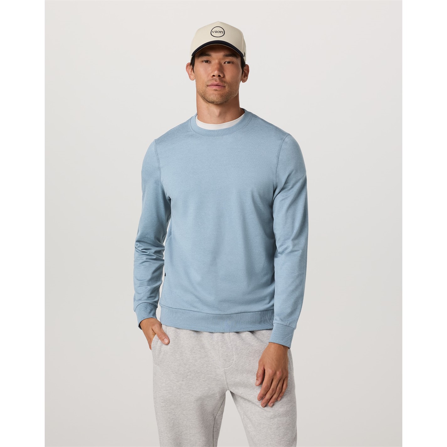 VUORI | Men's Ponto Tailored Fit Crew Sweatshirt | Men | Grey | Flannels