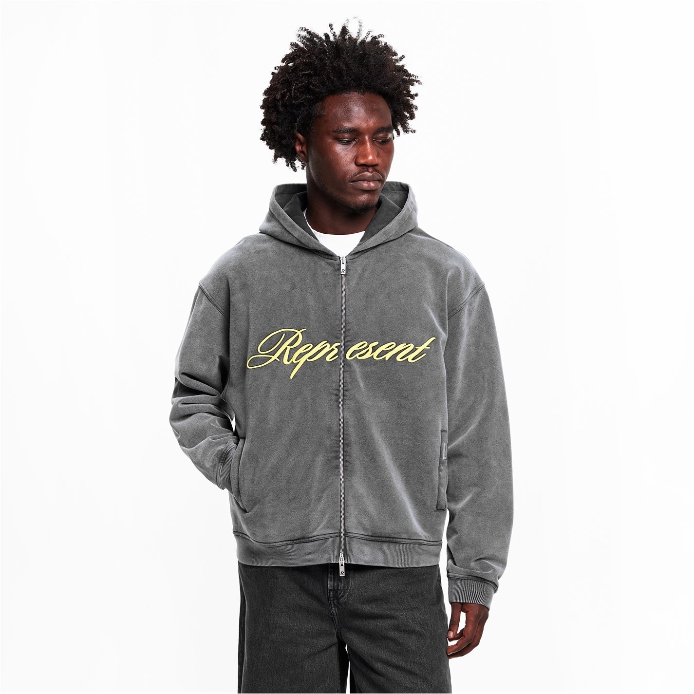 REPRESENT | Men's Rep Script Logo Zipped Hoodie, Soft Cotton | Men ...