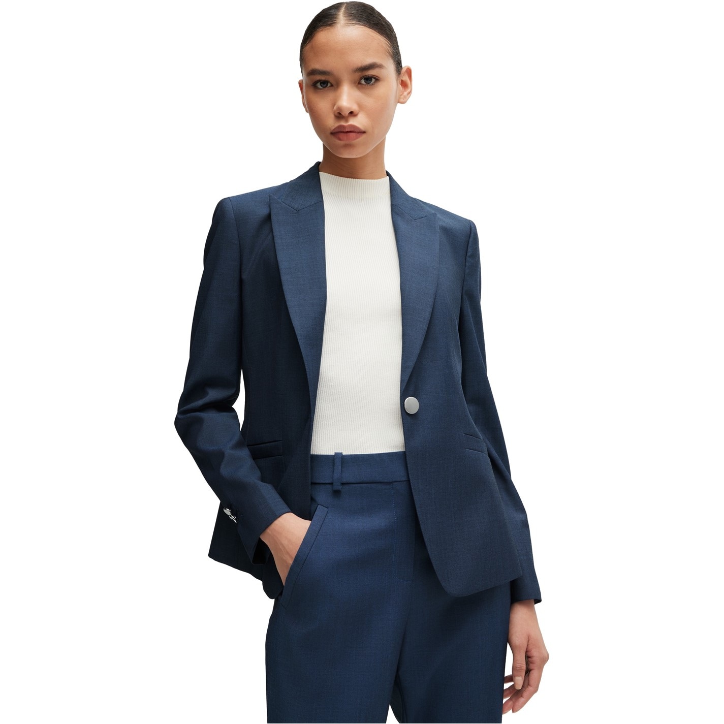 Boss | Women's Tanuri Straight Leg Trousers | Women | Open Blue | Flannels