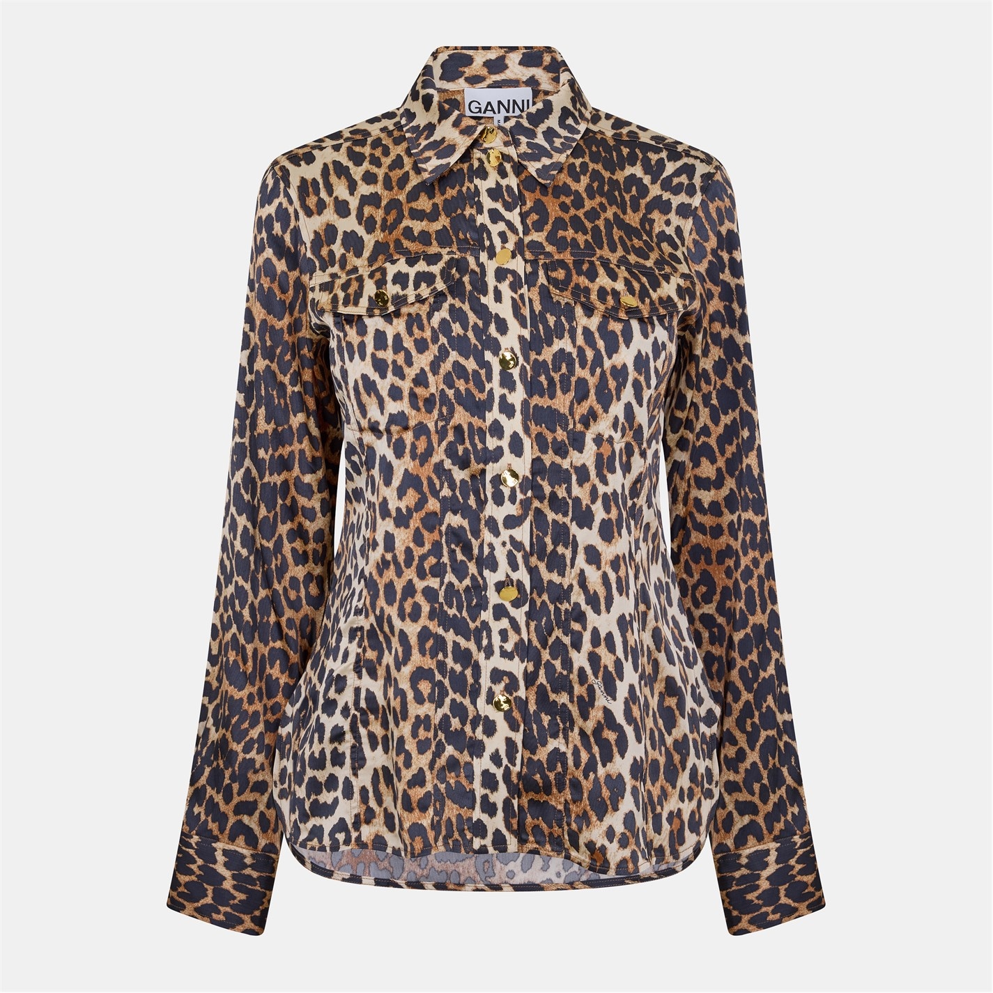 GANNI | Ganni Satin Prnt Sht Ld99 | Women | Leopard | Flannels