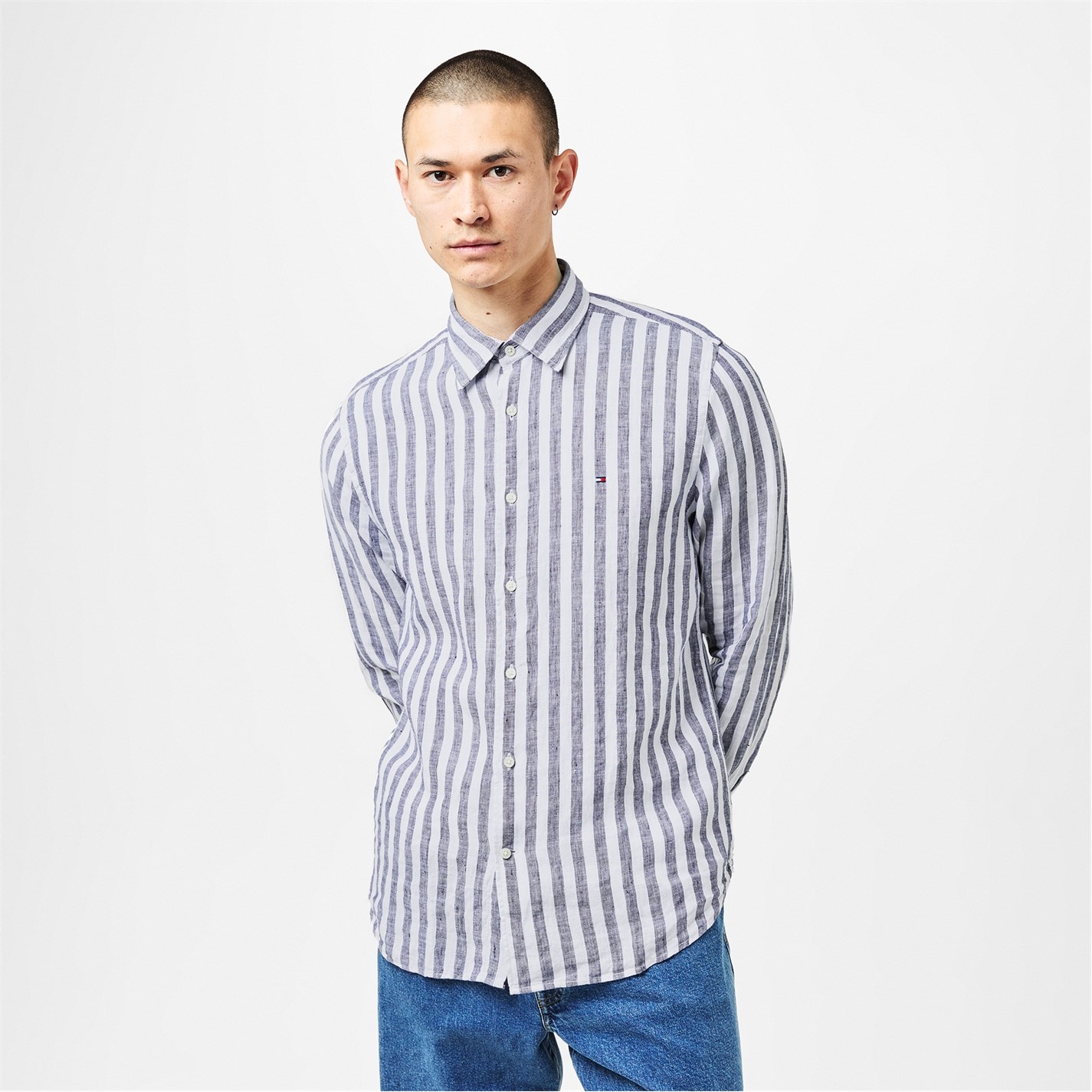 Tommy Hilfiger | Men's Bengal Stripe Long-Sleeve Patterned Shirt | Men ...