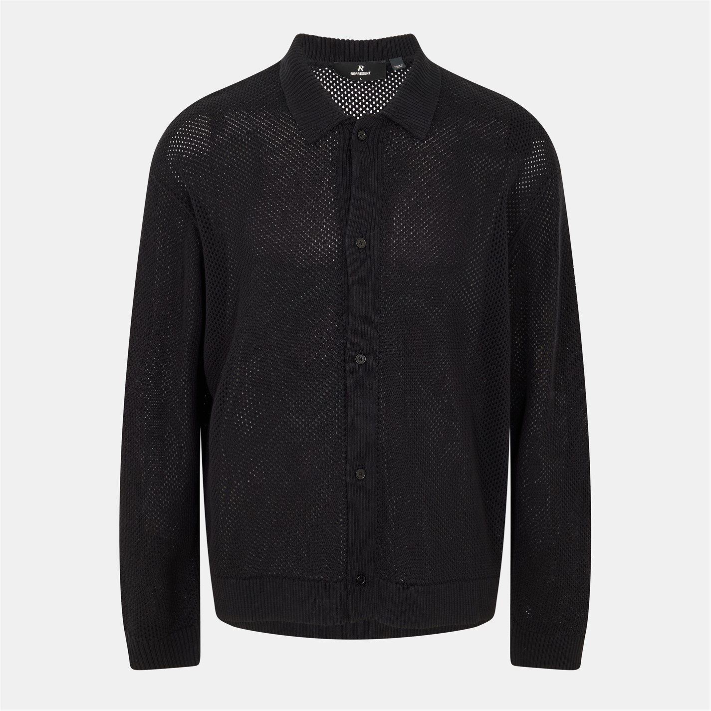 REPRESENT | Men's Long Sleeve Plain Shirt | Men | Jet Black | Flannels