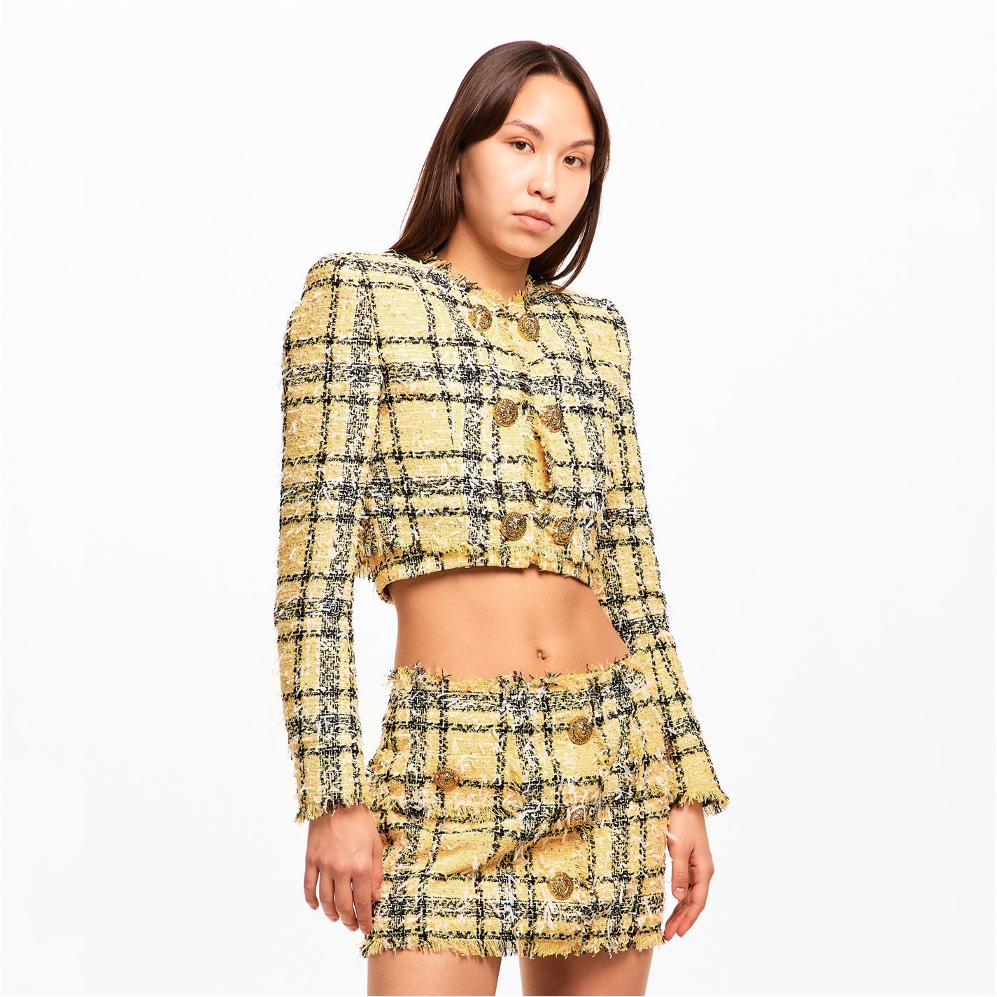 BALMAIN | Balmain Tweed Blazer Ld54 | Women | Pale Yellow | Flannels