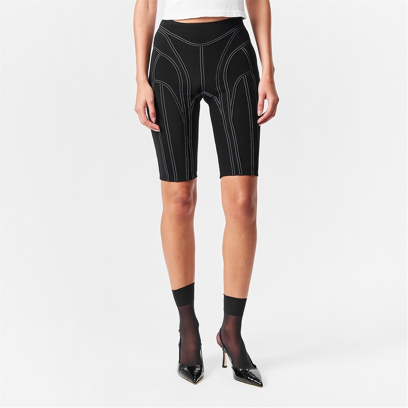 Mugler | Women's High-Rise Compression Cycling Shorts | Women | Black ...