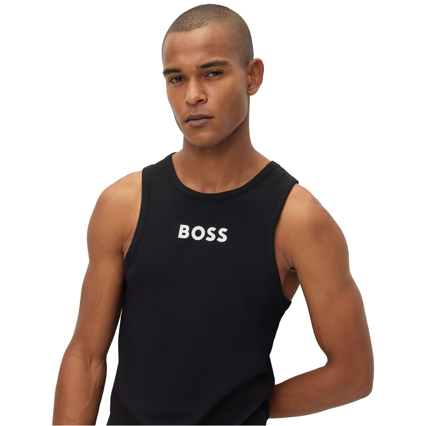 Boss | Men's Tank Top, Contrasting Branding | Men | Black | Flannels