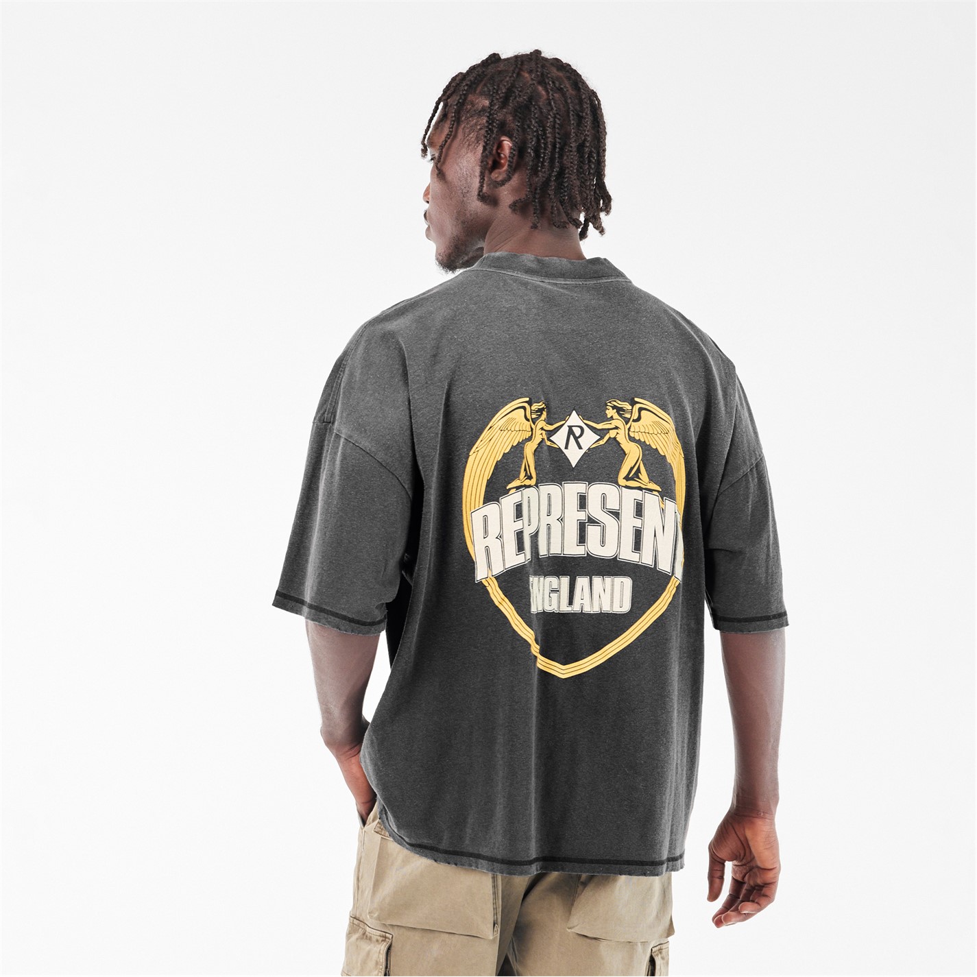 REPRESENT | Men's Angel Border Oversized T-Shirt | Men | Oversized T ...