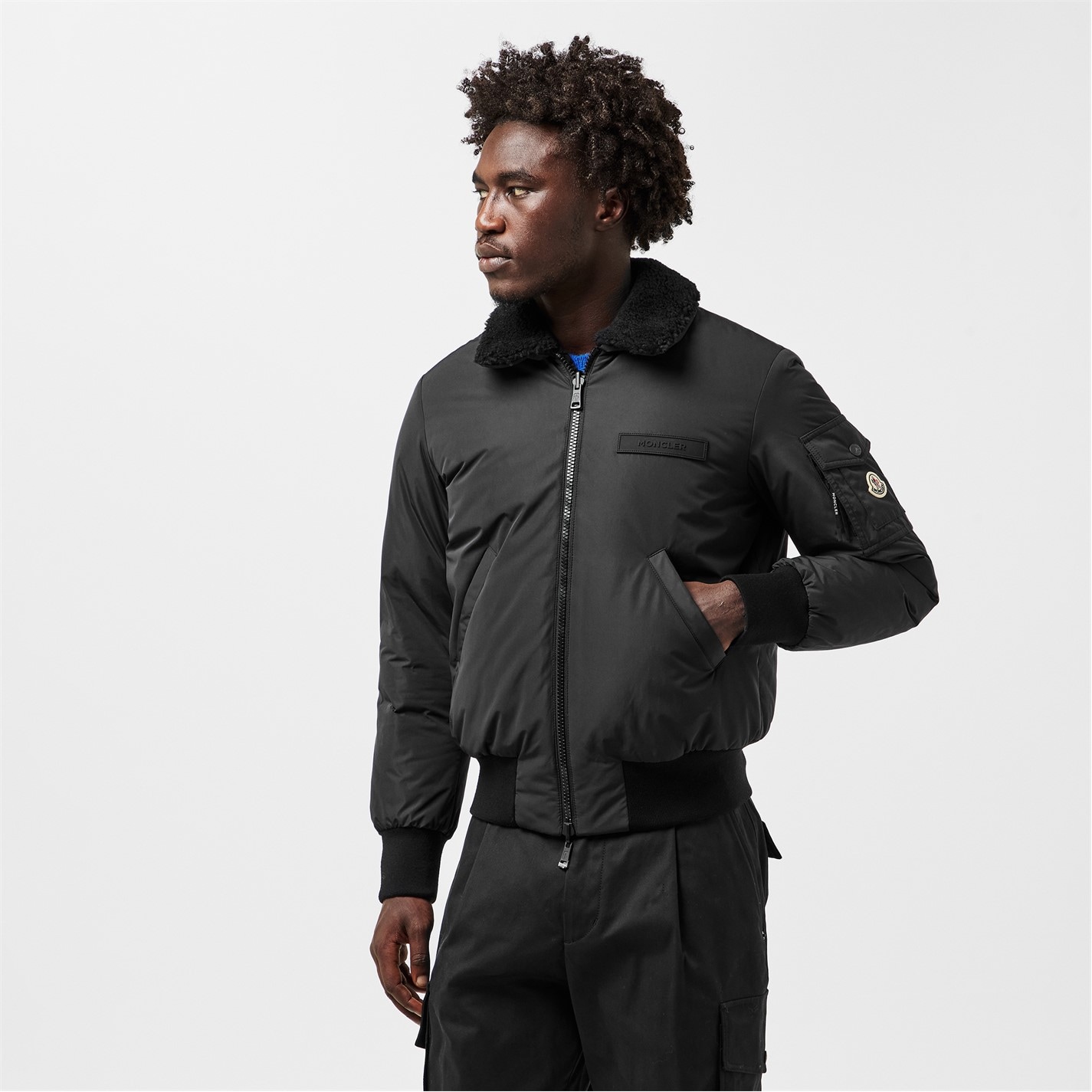 MONCLER | Men's Quilted Down Fill Technical Bomber Jacket | Men | Black ...