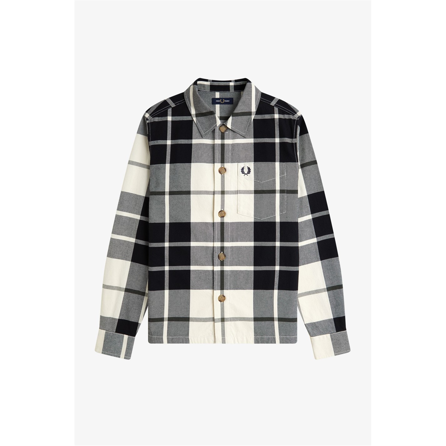 Fred Perry | Men's Tartan Twill Overshirt | Men | Ecru 560 | Flannels