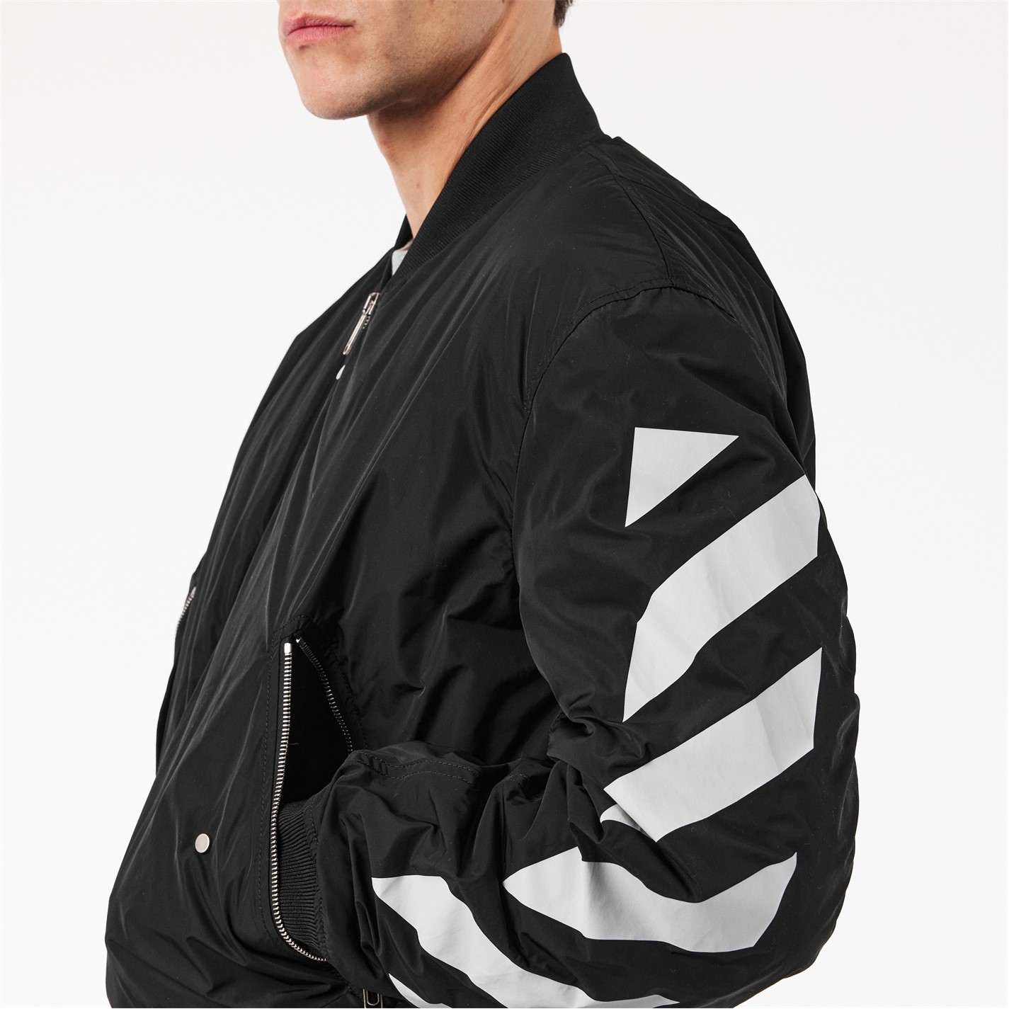 OFF WHITE | Men's - Ribbed Athletic Bomber Jacket | Men | Black/White ...