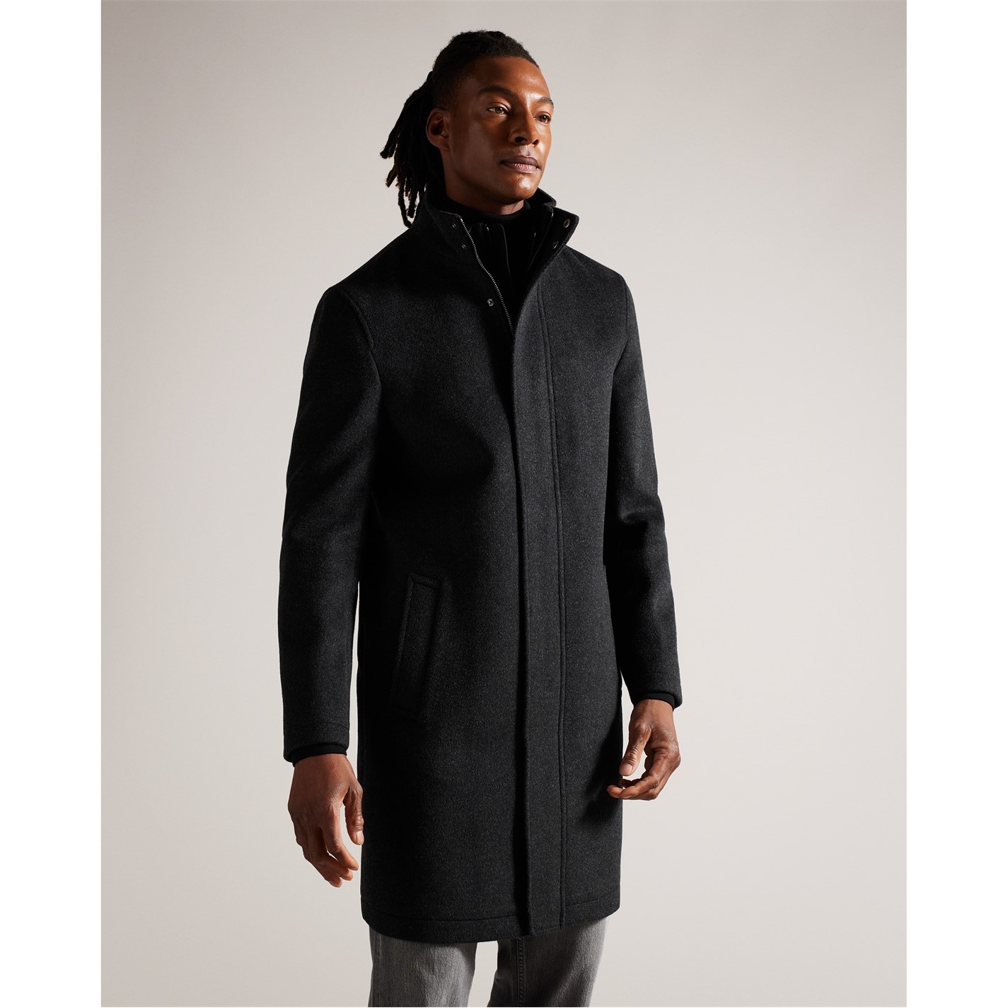Ted Baker | Men's Funnel Neck Overcoat | Men | Overcoats | Flannels