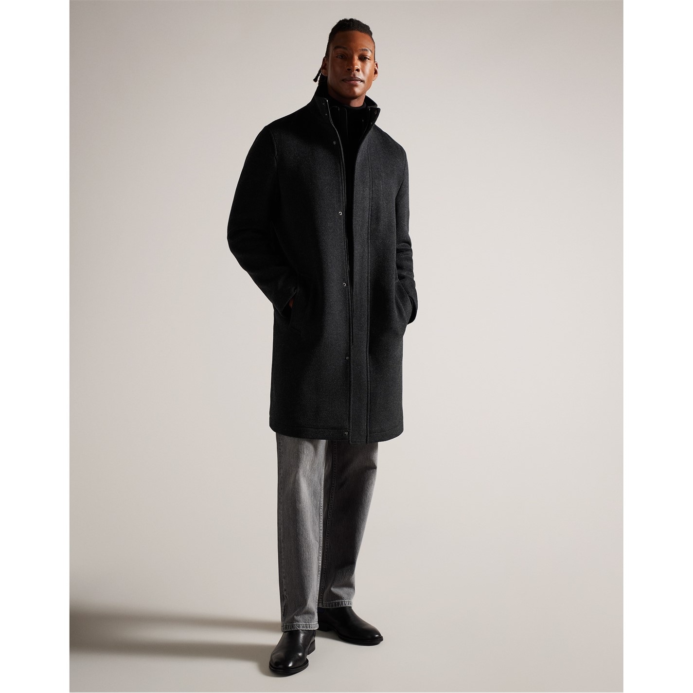 Ted Baker | Men's Funnel Neck Overcoat | Men | Overcoats | Flannels