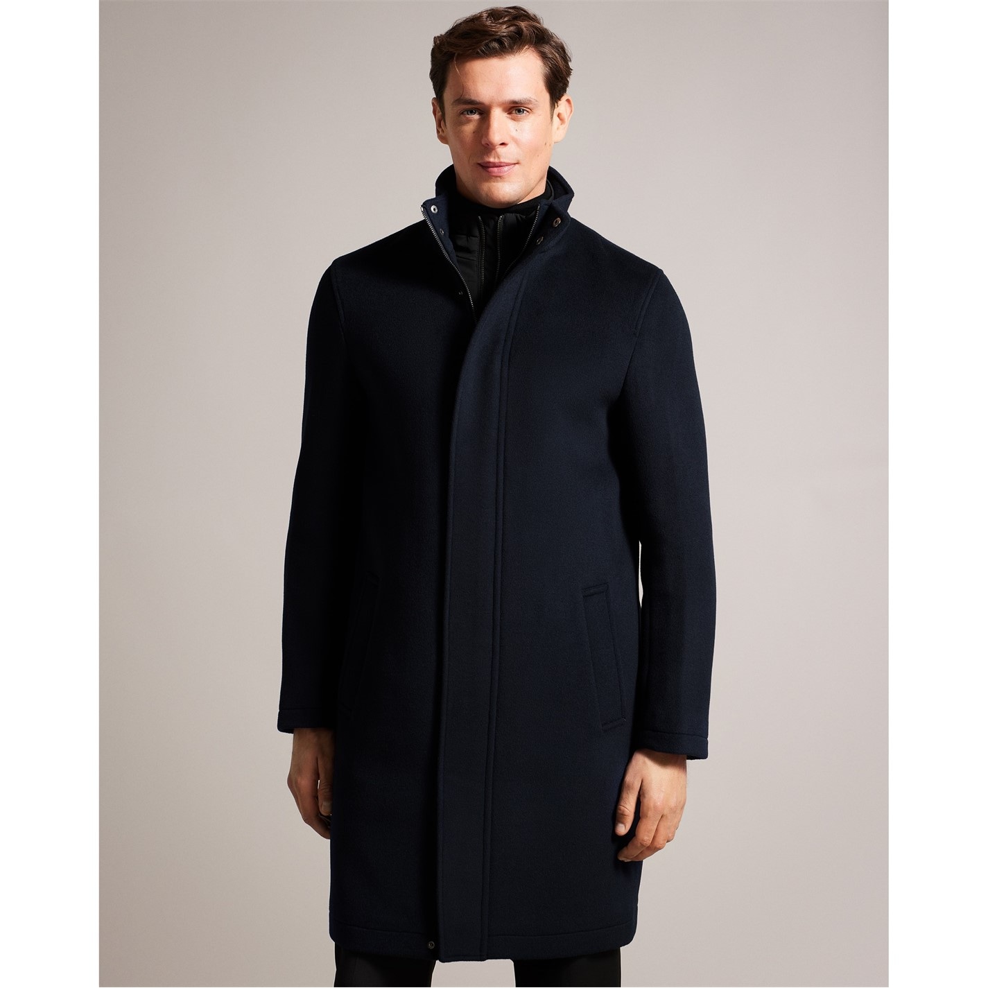 Ted Baker | Men's Funnel Neck Overcoat | Men | Overcoats | Flannels