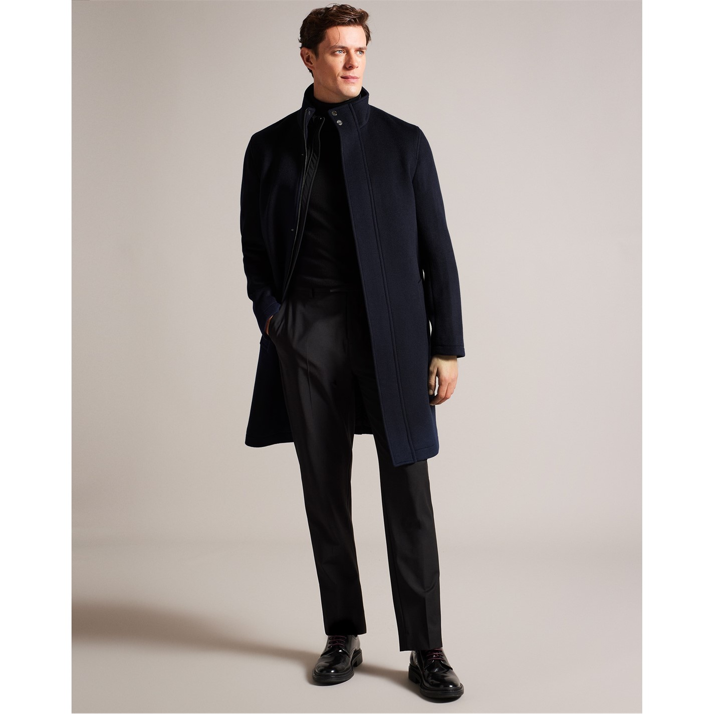 Ted Baker | Men's Funnel Neck Overcoat | Men | Overcoats | Flannels