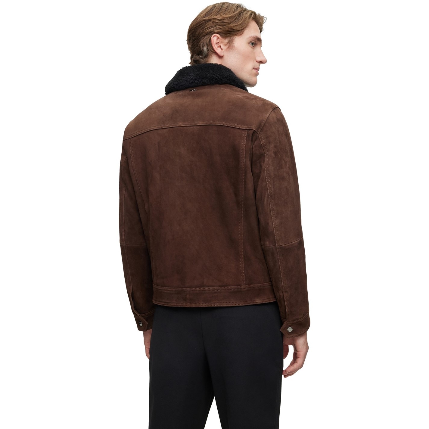 Boss | Men's Mahdi Shearling Jacket | Men | Dark Brown | Flannels