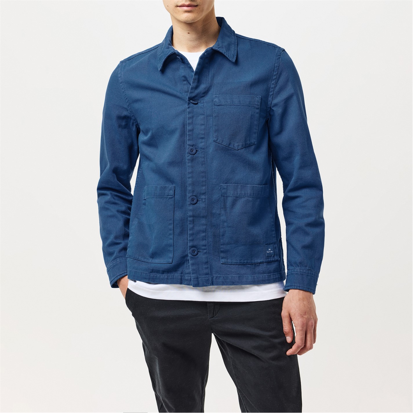PS Paul Smith | Men's Jacquard Work Overshirt | Men | Blue 45 | Flannels