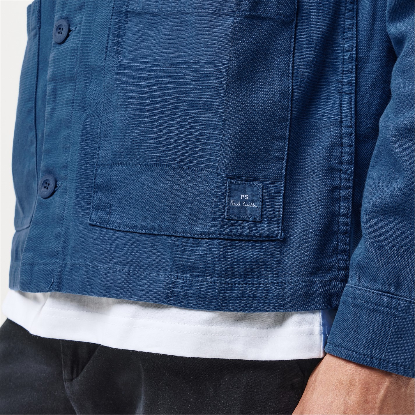 PS Paul Smith | Men's Jacquard Work Overshirt | Men | Blue 45 | Flannels