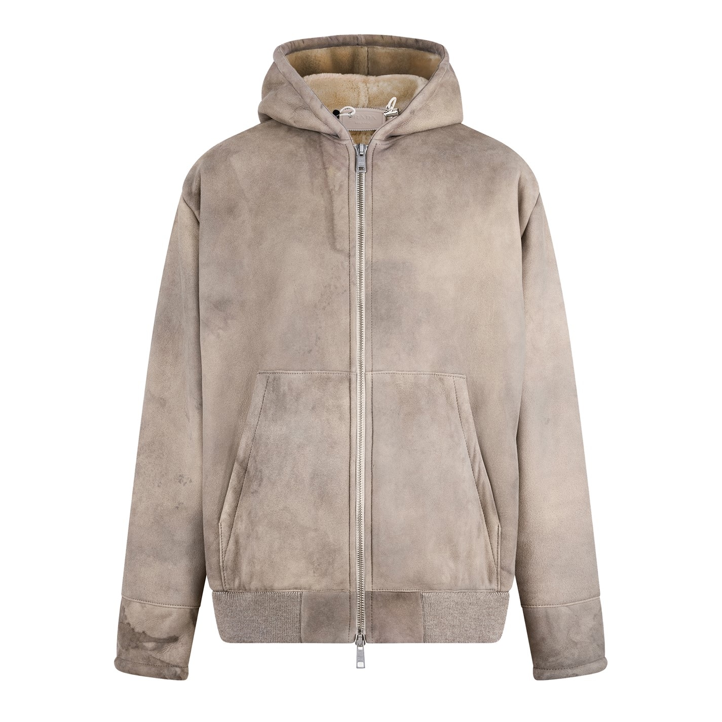 PRADA | Men's Caban Hooded Sheepskin Long Sleeve Leather Jacket | Men ...
