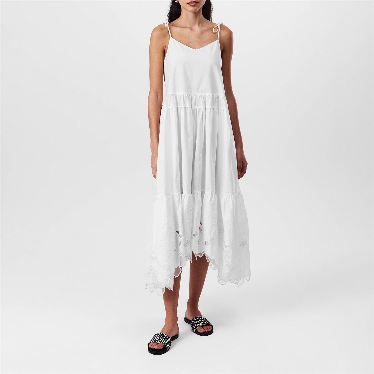Boss | Women's Dembaya Dress, Flattering Tiered Skirt | Women | White ...